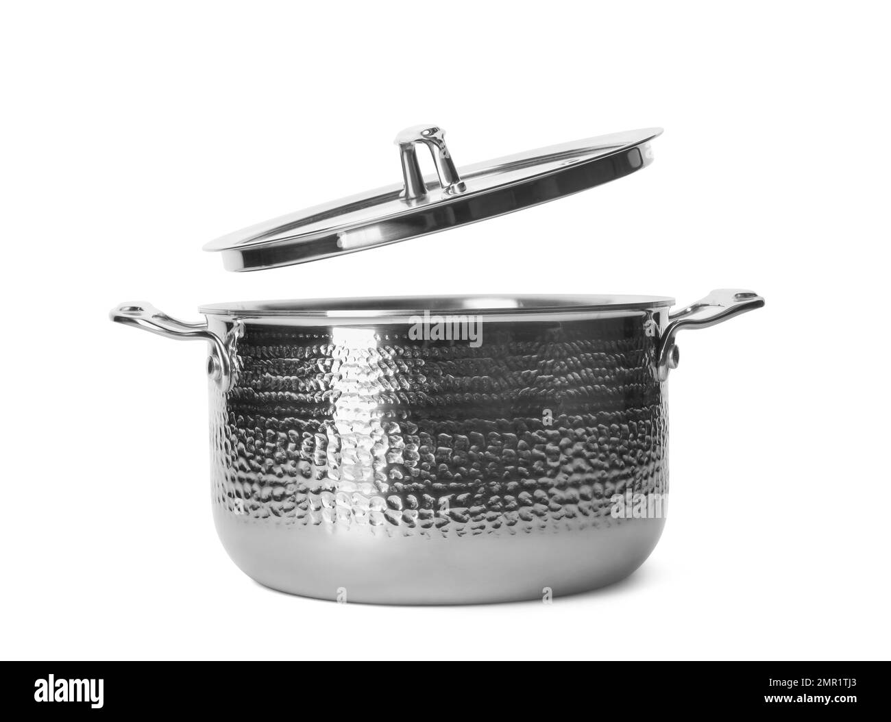 Steel pot with lid isolated on white Stock Photo - Alamy