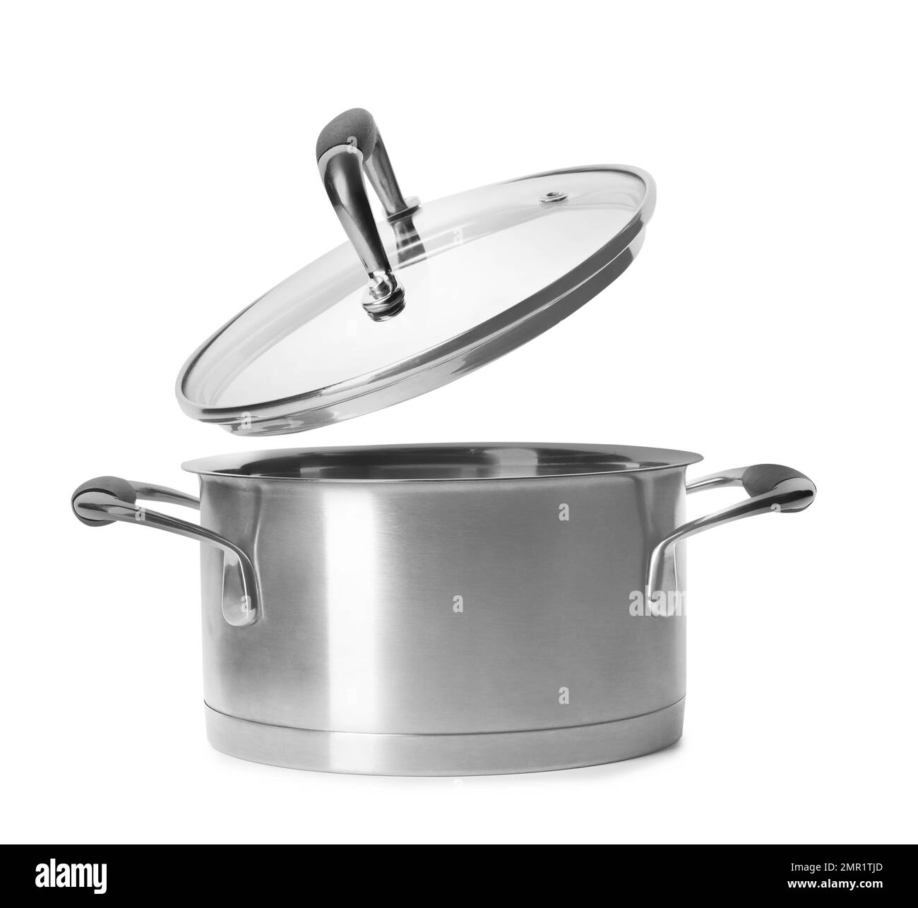 Steel pot with lid isolated on white Stock Photo - Alamy