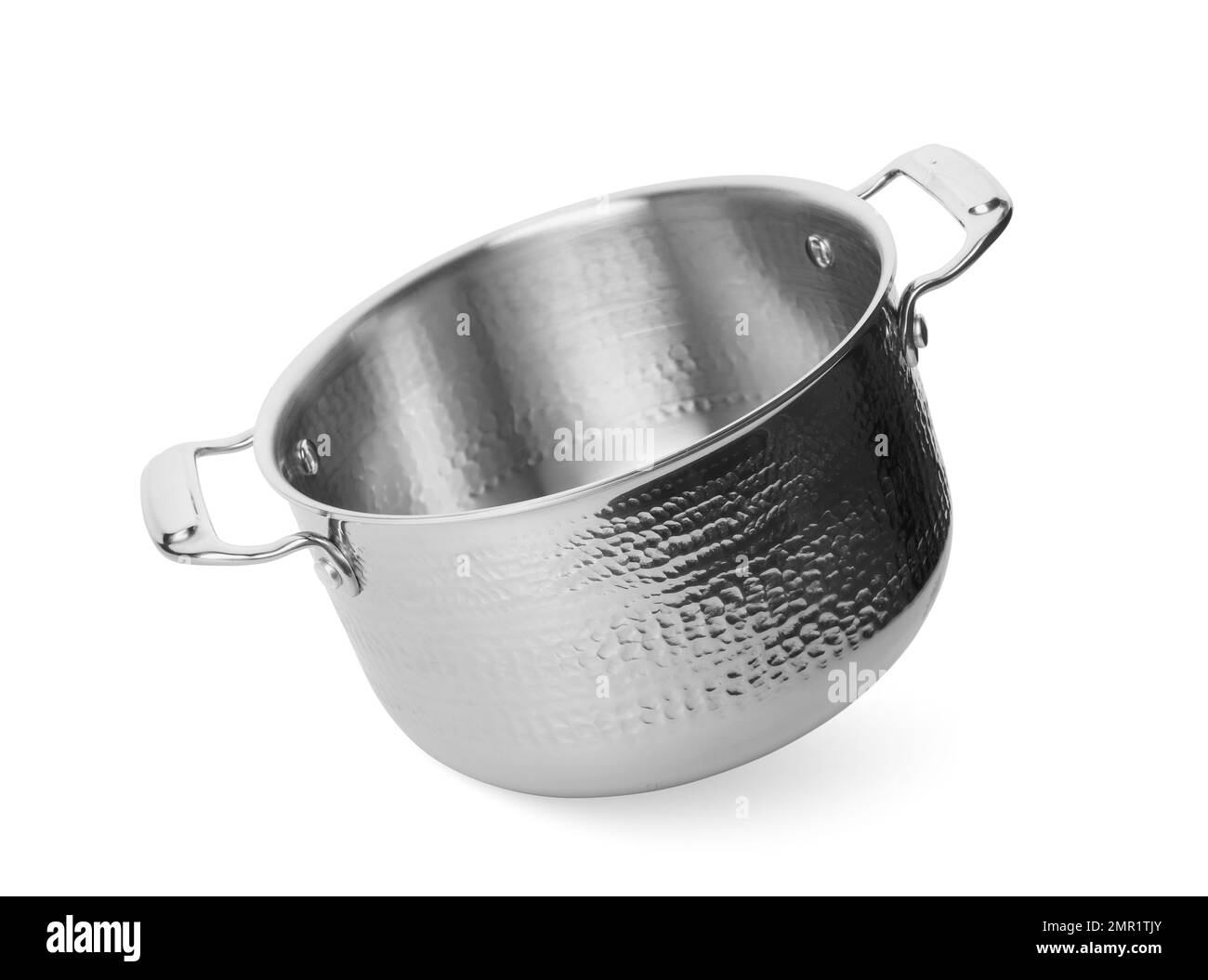 Empty modern steel pot isolated on white Stock Photo - Alamy