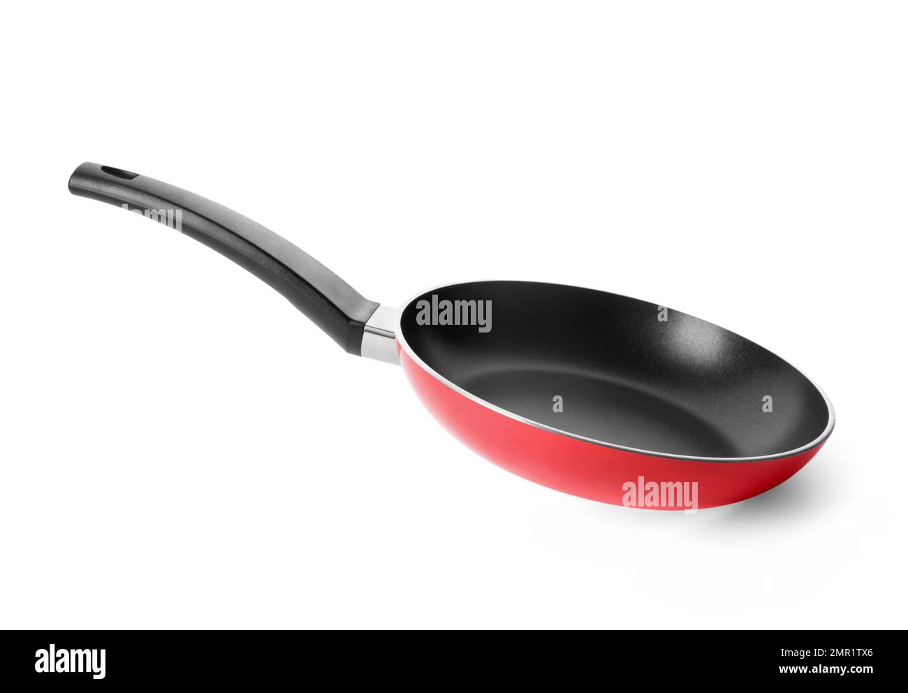 Modern red frying pan isolated on white Stock Photo - Alamy