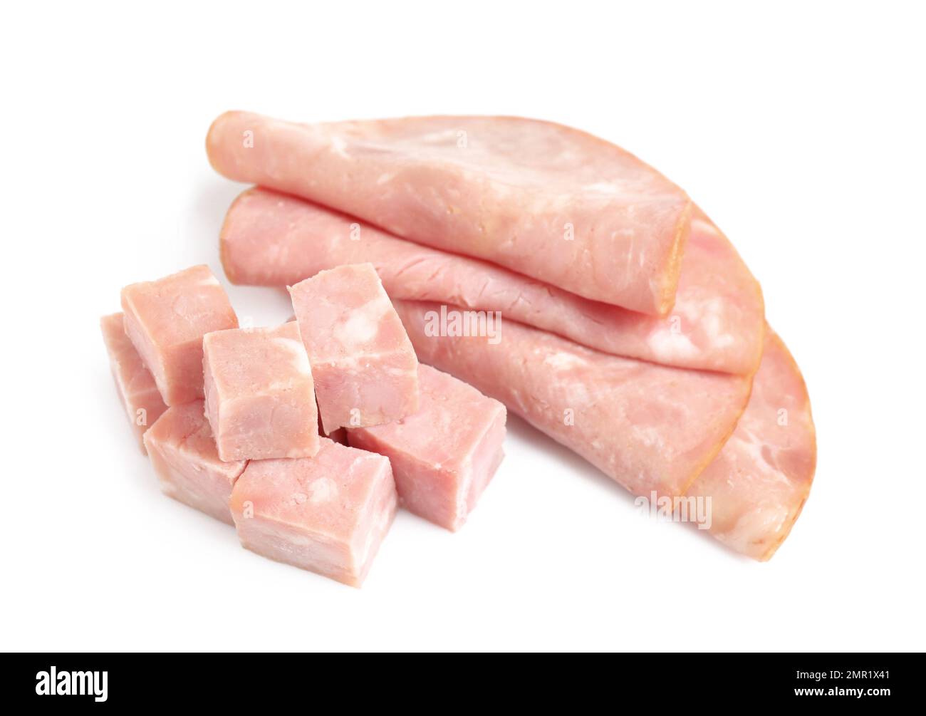 Tasty ham isolated on white. Fresh delicacy Stock Photo - Alamy