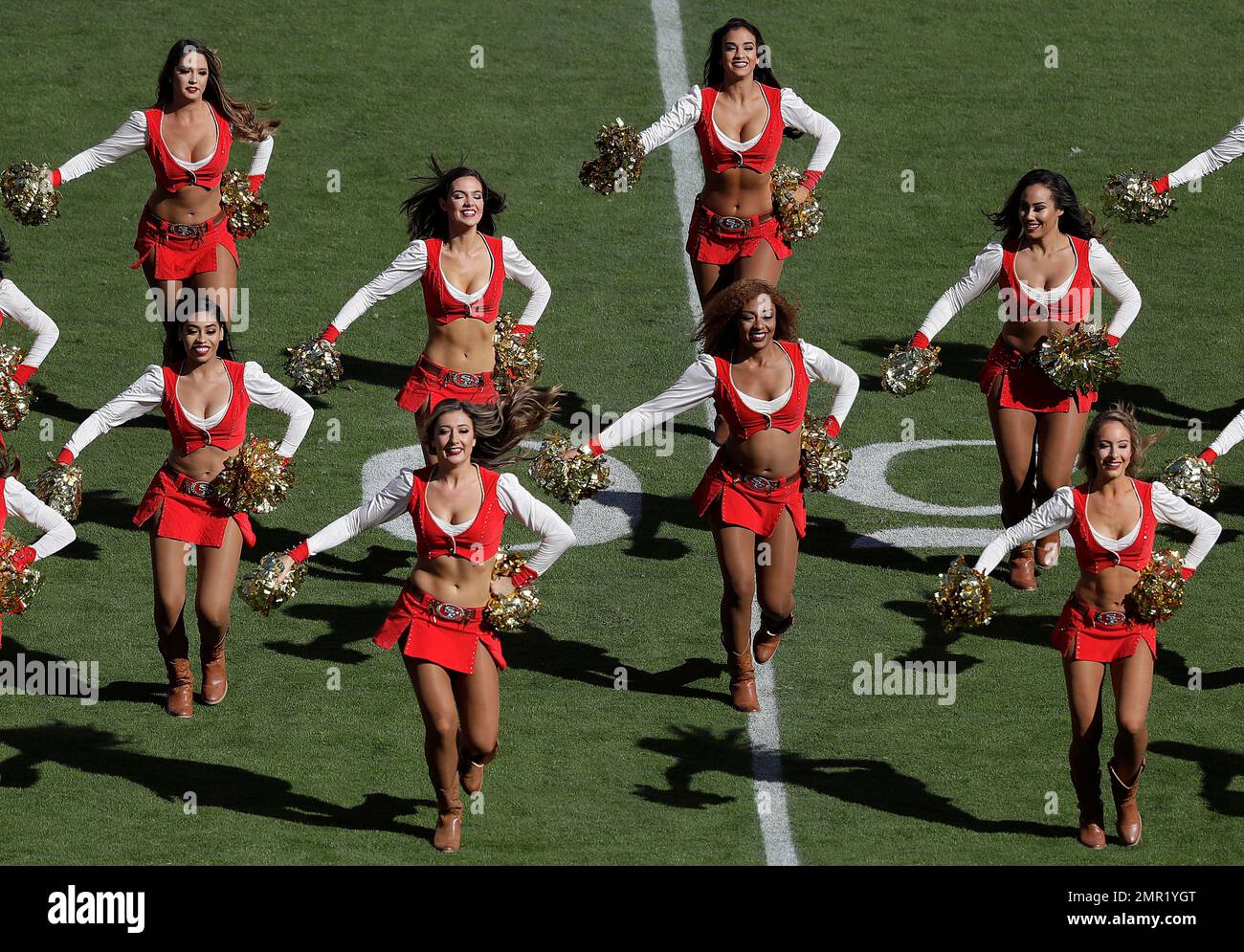 San Francisco 49ers cheerleaders perform before an NFL football game ...