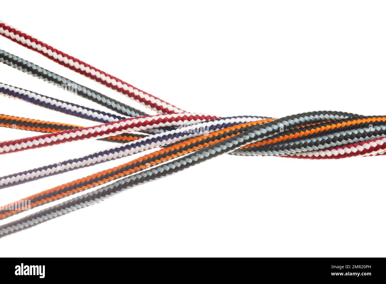Twisted colorful ropes isolated on white. Unity concept Stock Photo - Alamy