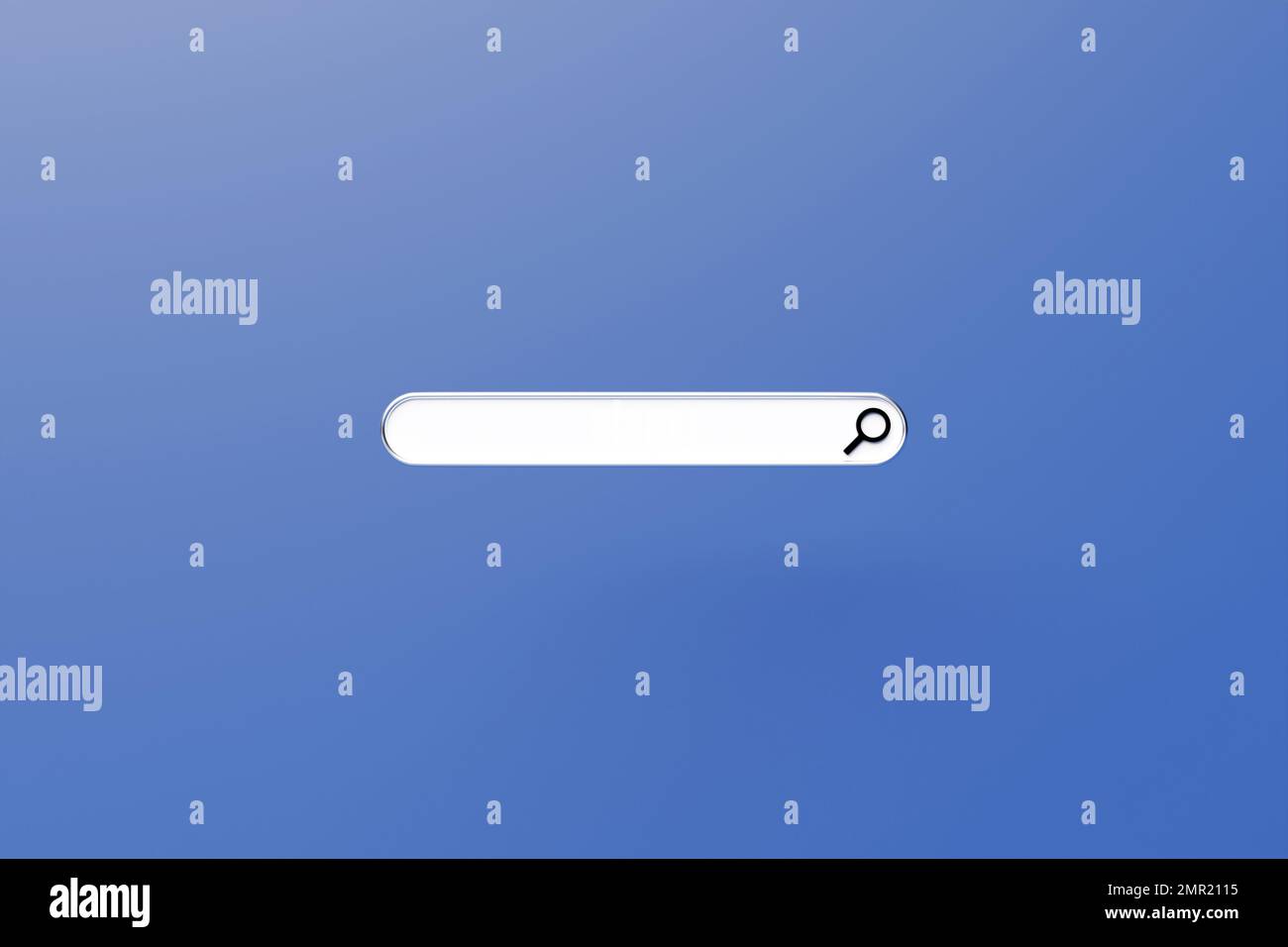 3D illustration, Search bar design element on a blue background Stock ...