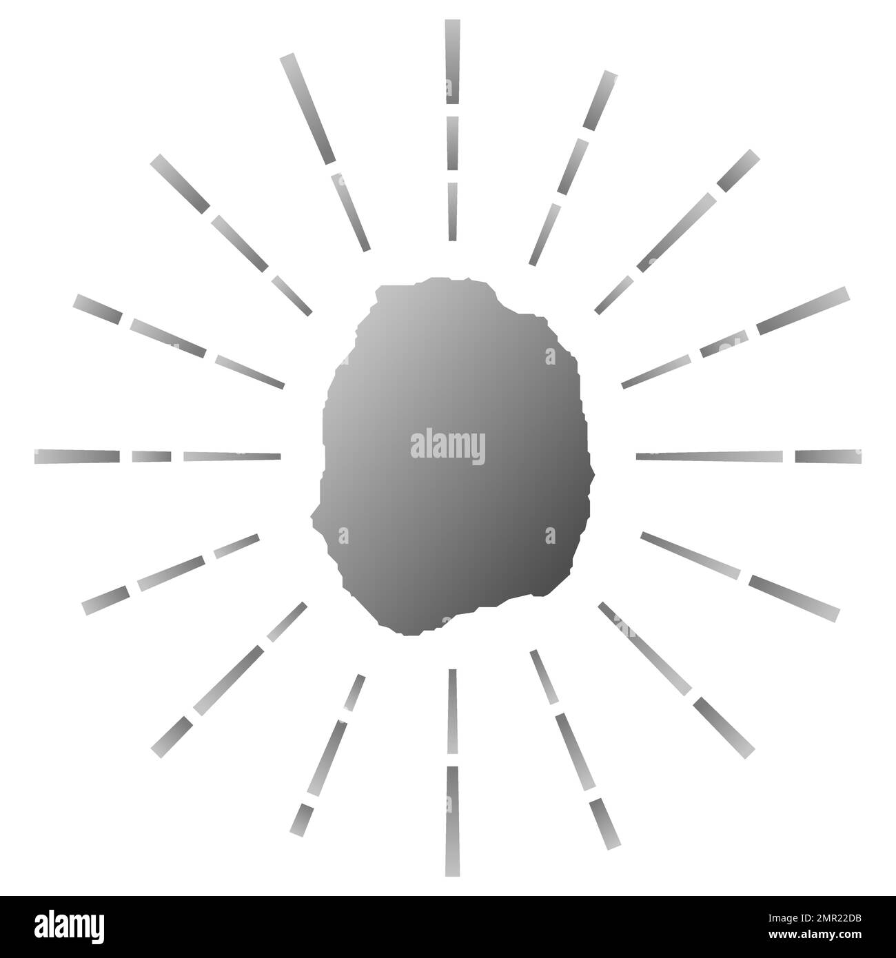 Nevis gradiented sunburst. Map of the island with colorful star rays ...