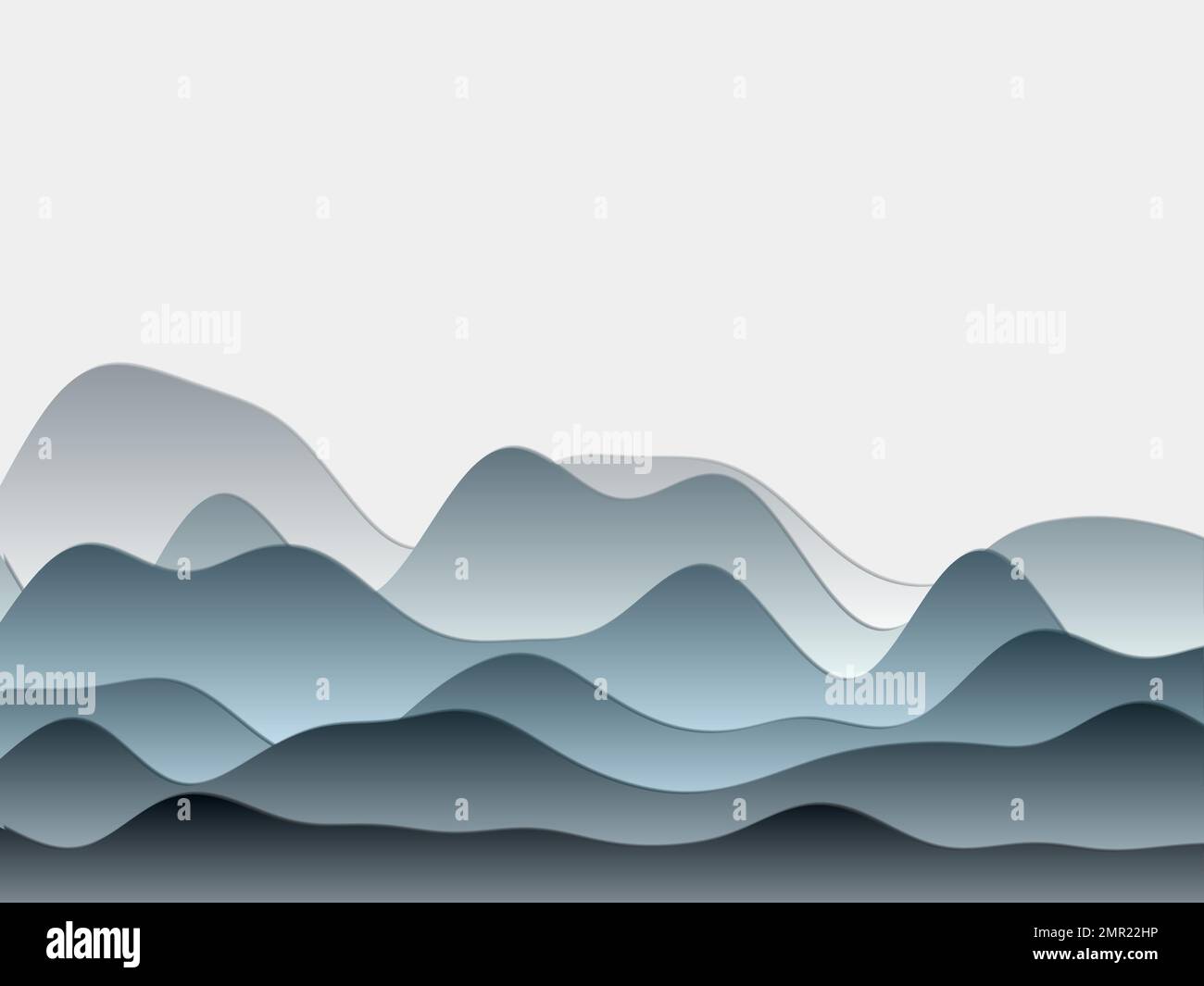 Abstract mountains background. Curved layers in blue grey colors ...