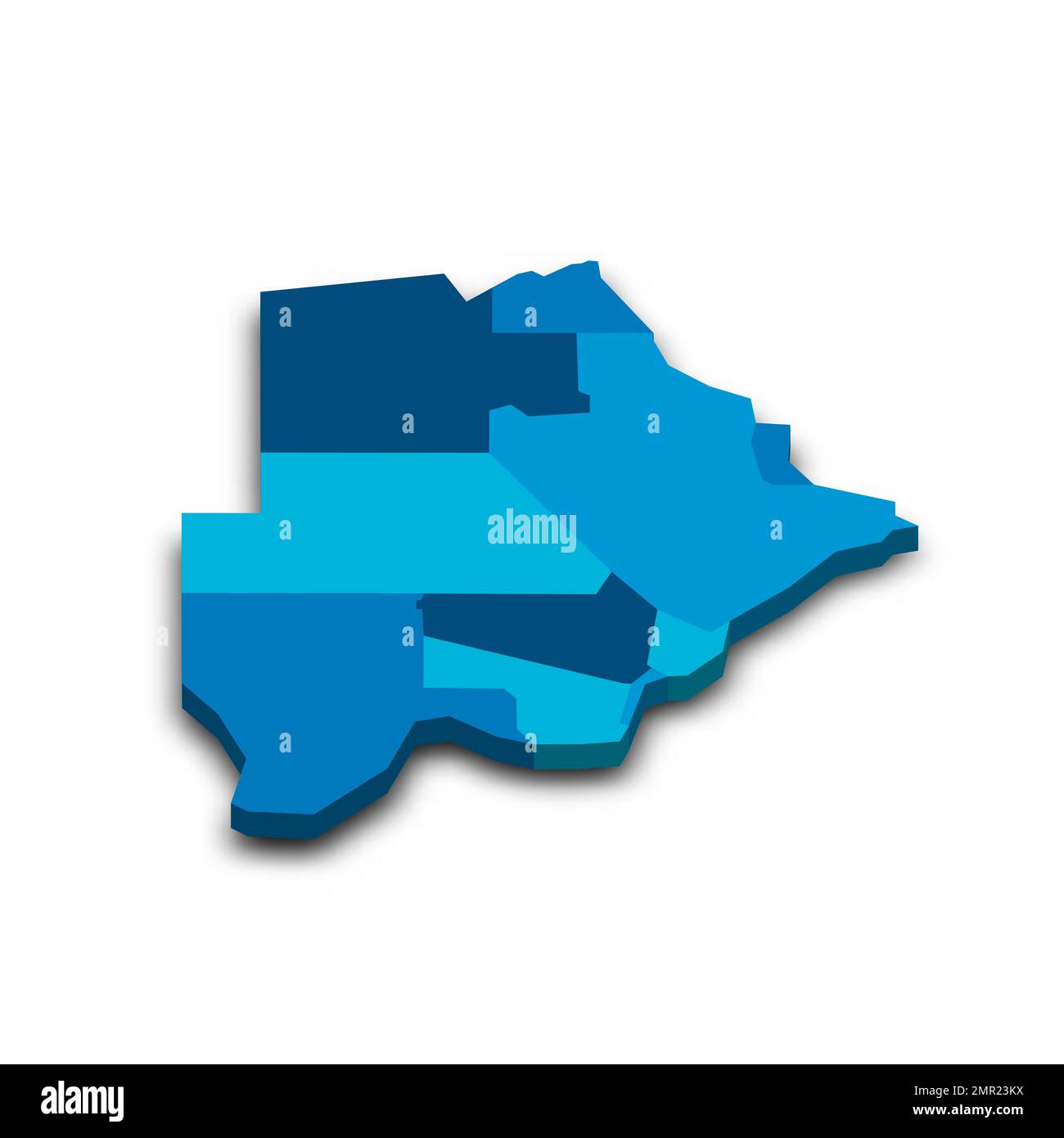 Botswana political map of administrative divisions - rural and urban ...