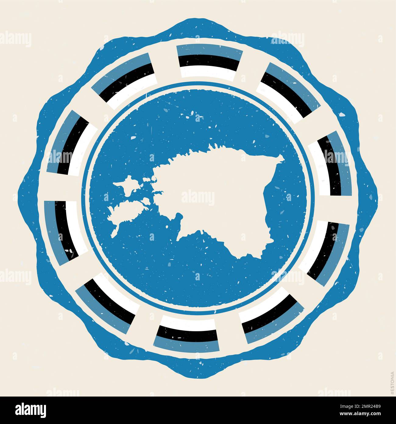 Estonia vintage sign. Grunge round logo with map and flags of Estonia ...