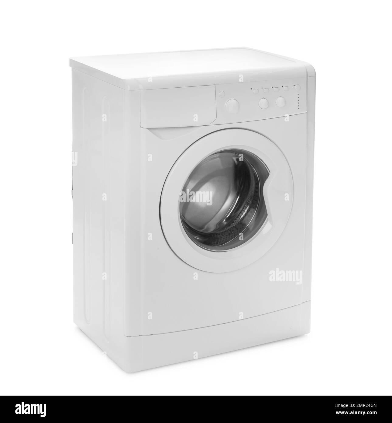 Modern washing machine isolated on white. Laundry day Stock Photo - Alamy