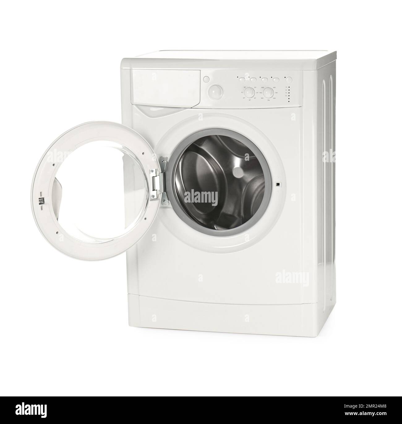 Modern washing machine isolated on white. Laundry day Stock Photo - Alamy