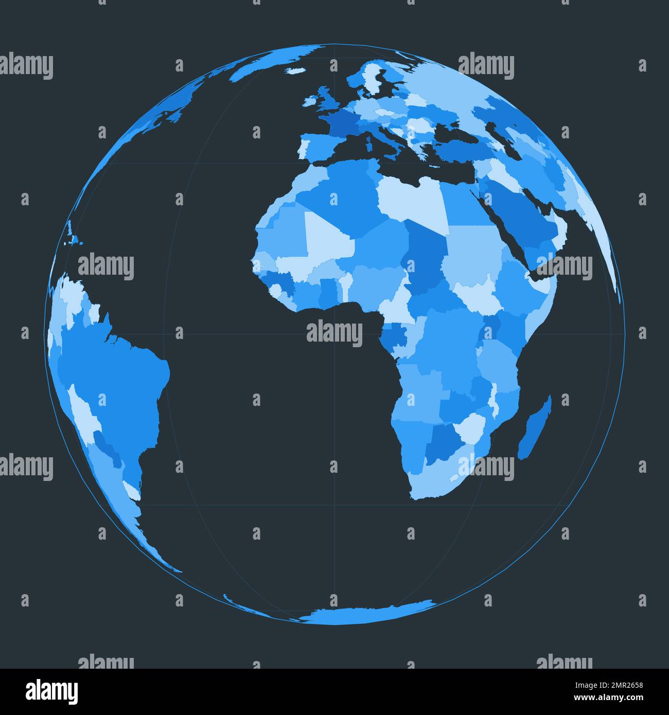 World Map. Orthographic projection. Futuristic world illustration for ...