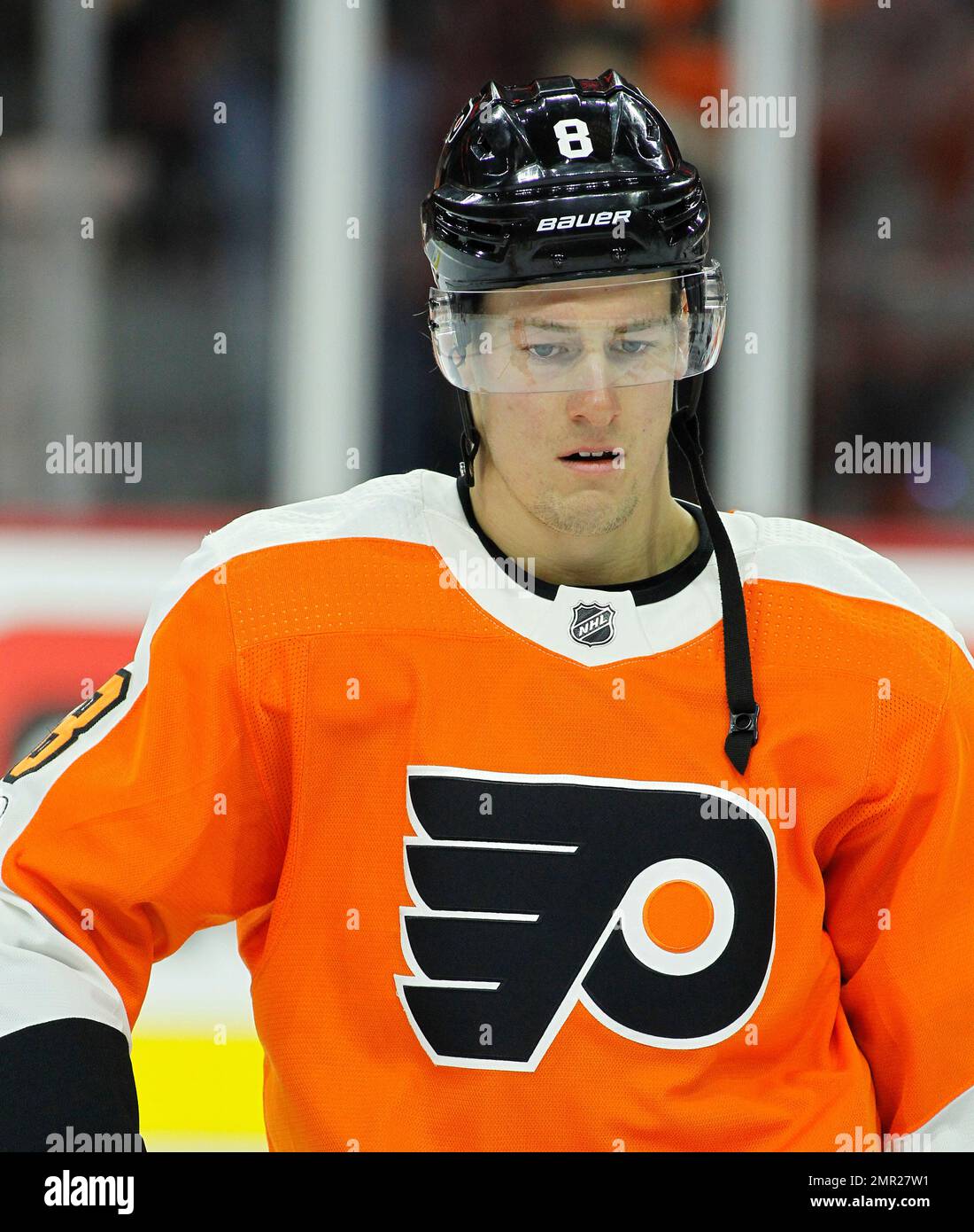 Philadelphia Flyers' Robert Hagg prior to the start of an NHL hockey ...