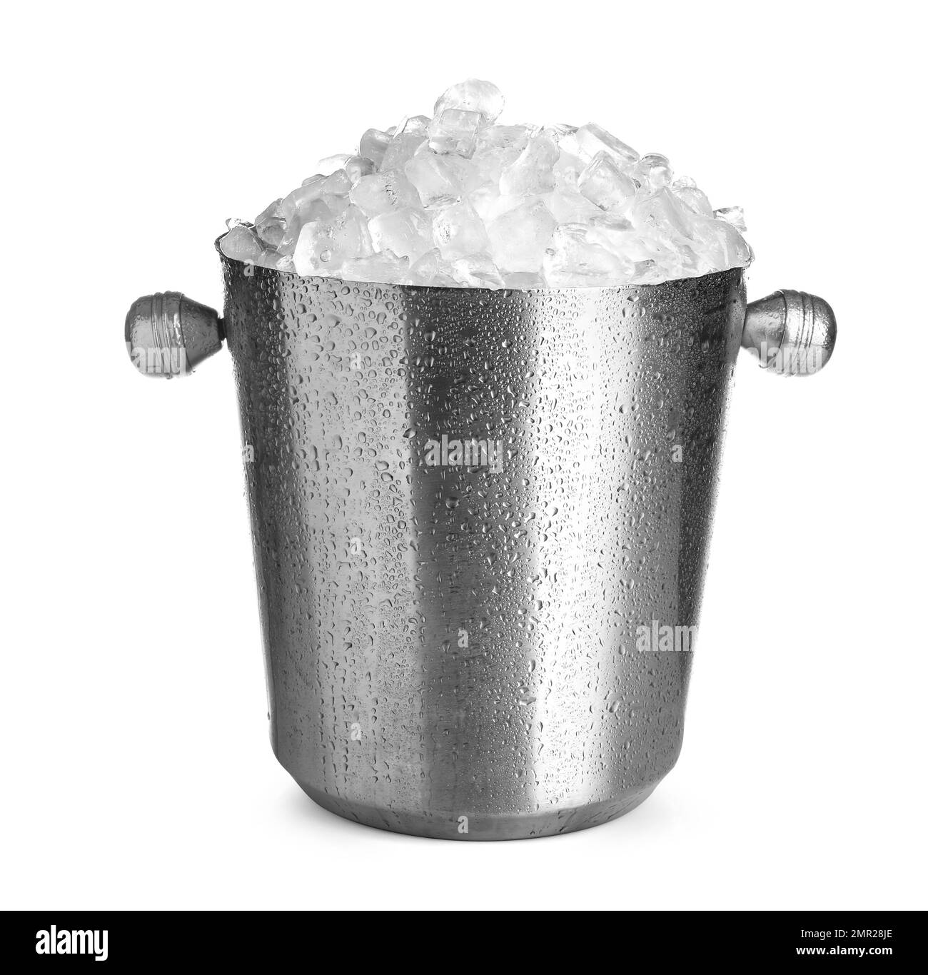 Metal bucket with ice cubes isolated on white Stock Photo - Alamy