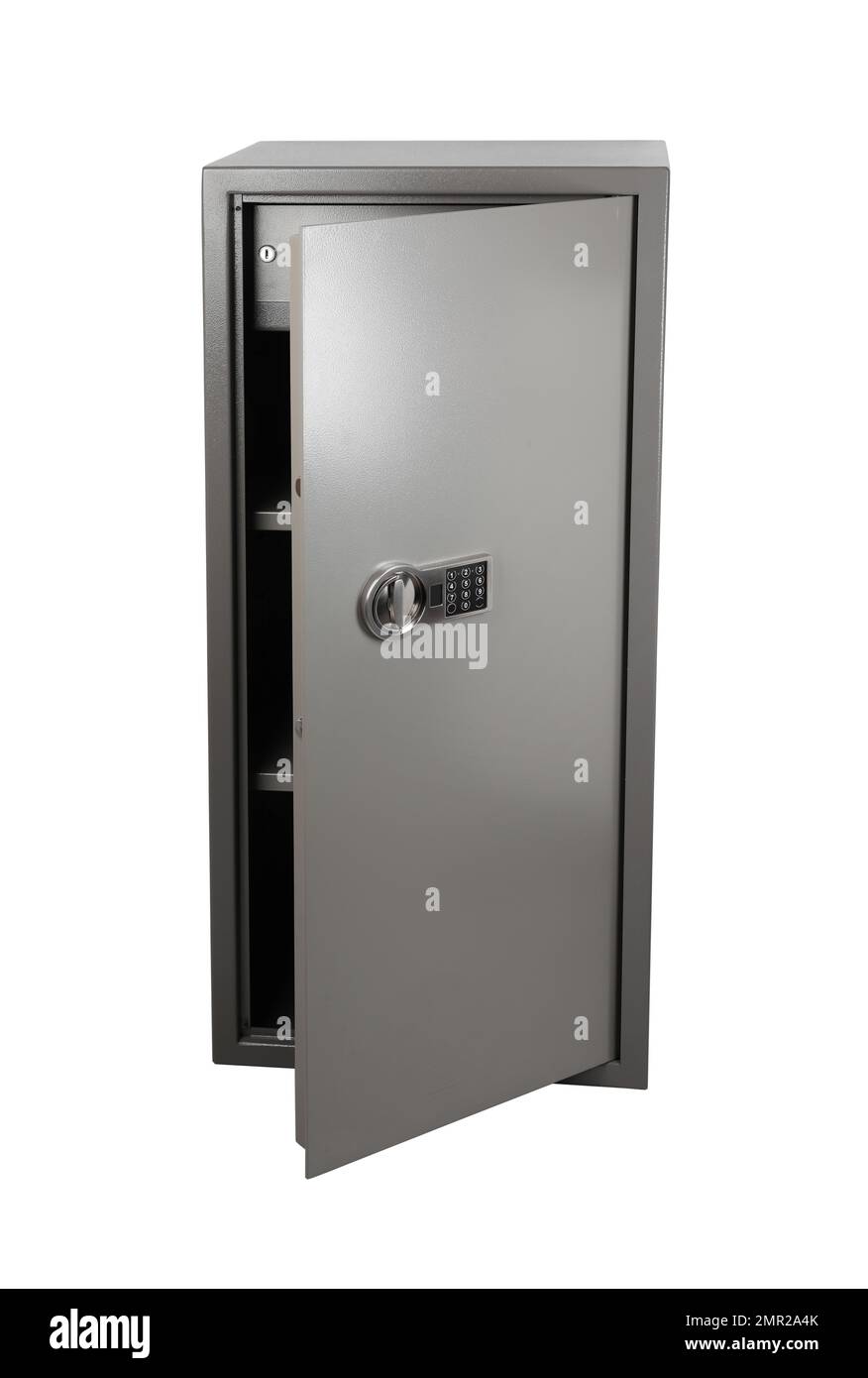 Big steel safe with electronic lock on white background Stock Photo - Alamy
