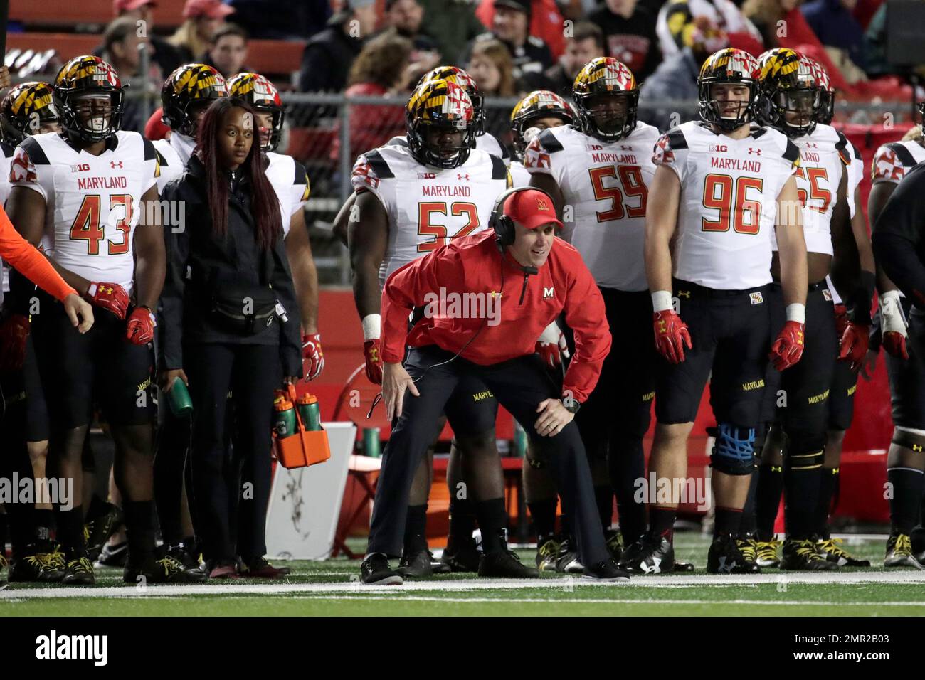 Maryland head coach DJ Durkin looks on during the second half of an ...