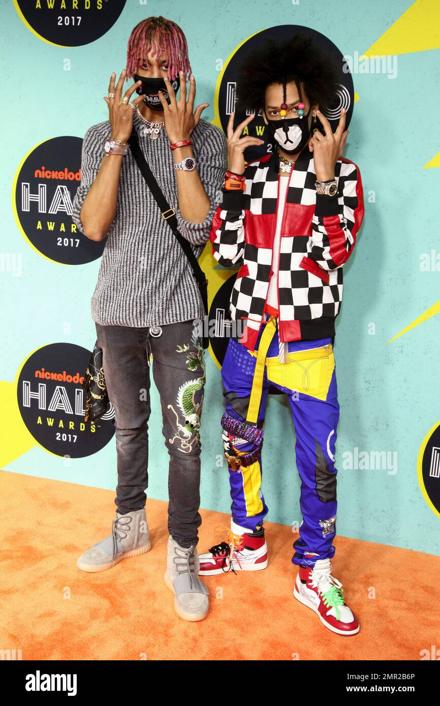 Ayo Bowles, left, and Mateo Bowles, right, of Ayo & Teo attend the ...