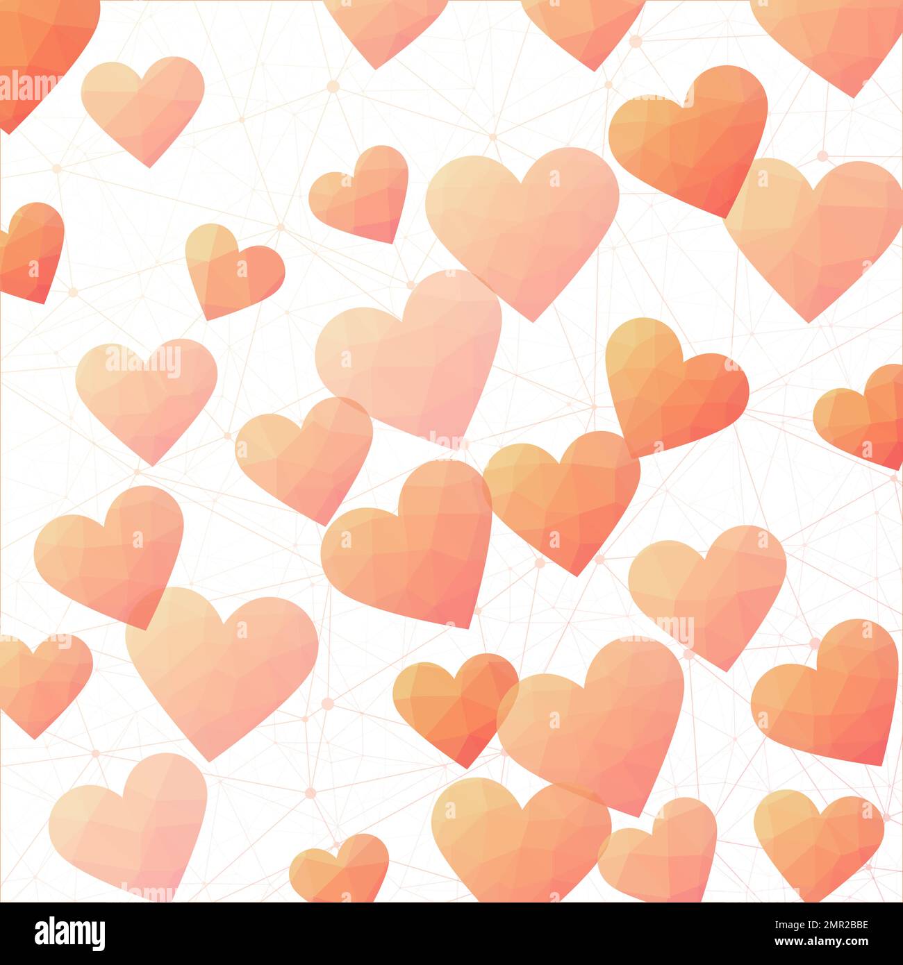 Beautiful Confetti Hearts Falling on Background. Polygonal hearts in ...
