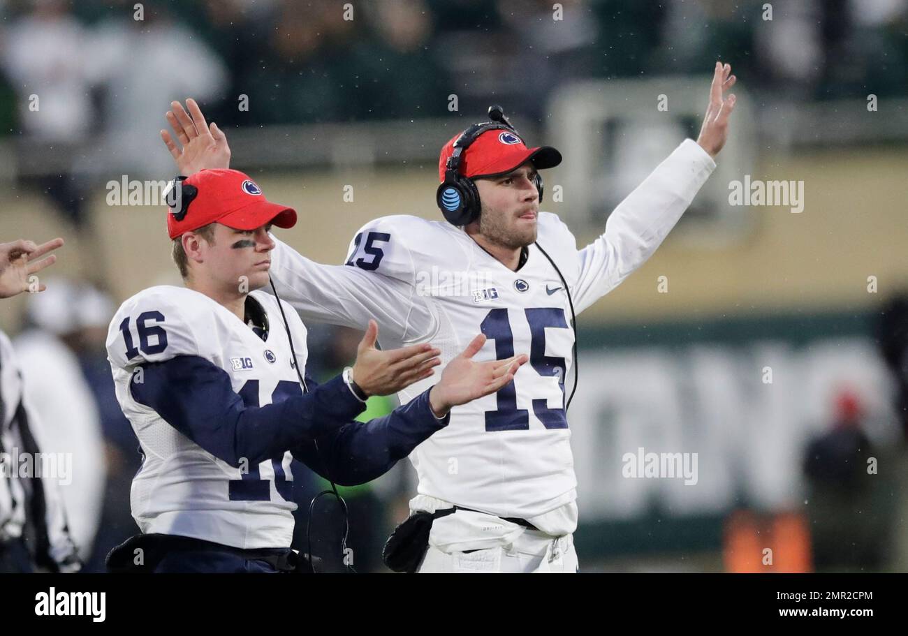 Penn State quarterbacks Billy Fessler (16) and Michael Shuster (15 ...