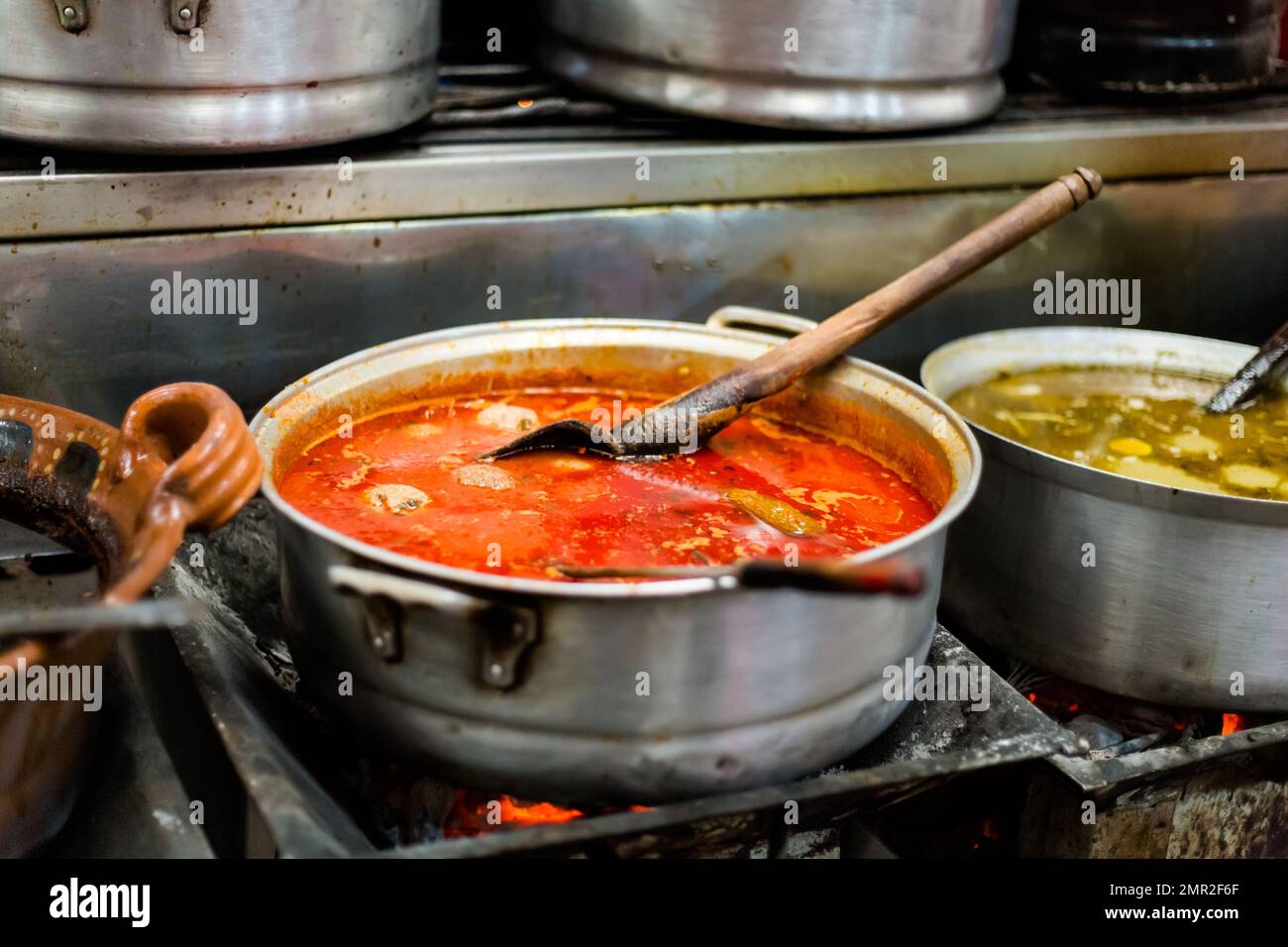 Fresh prepared mexican food served in local rmarket in Puebla ...