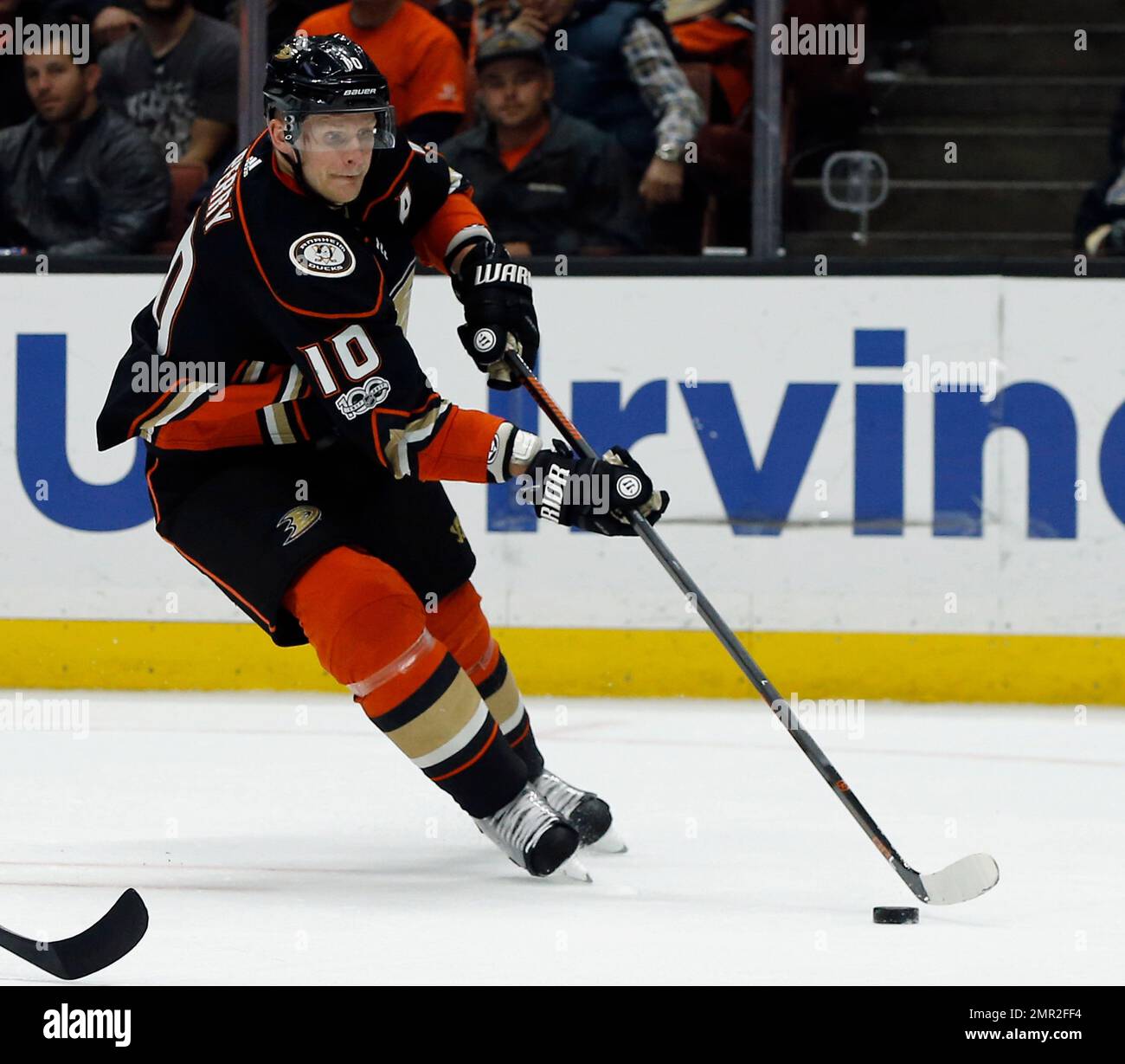 Anaheim Ducks right wing Corey Perry (10) controls the puck during the ...