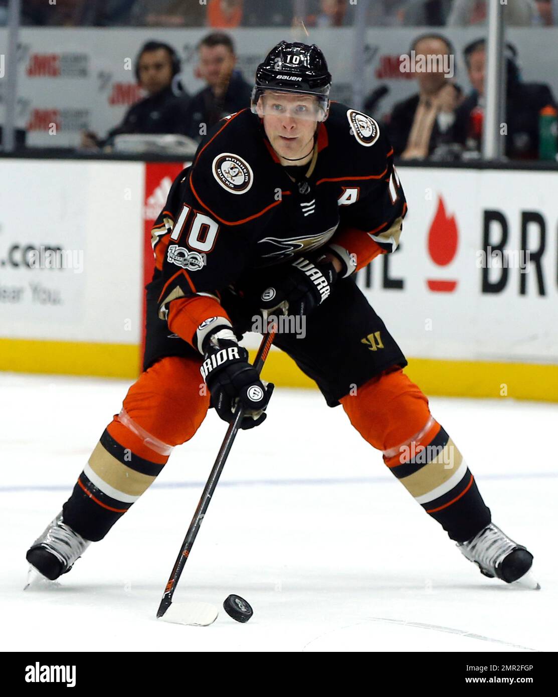 Anaheim Ducks right wing Corey Perry (10) controls the puck during the ...