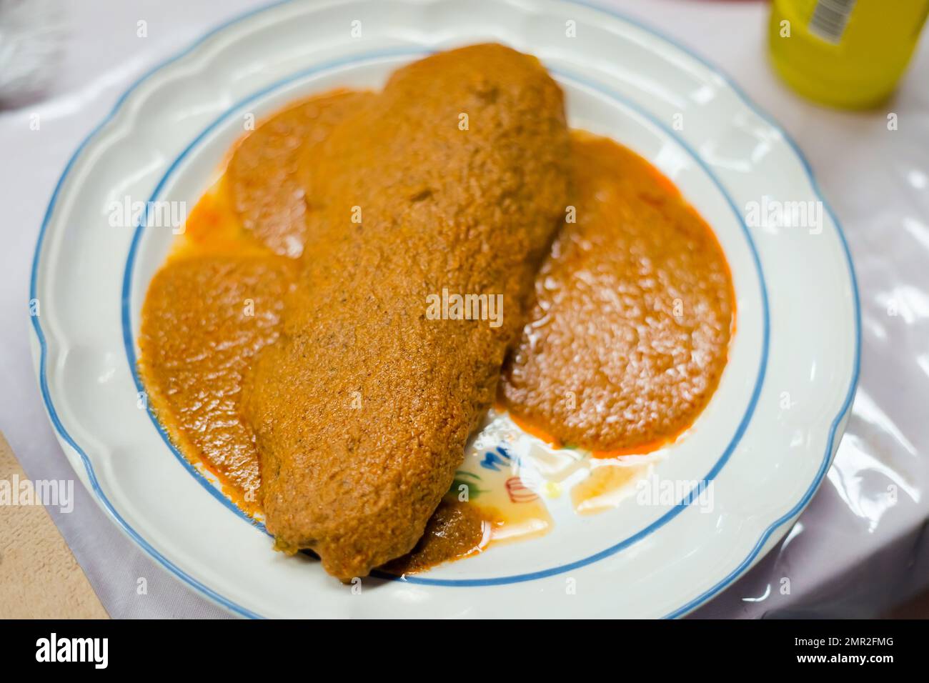 Fresh prepared fried stuffed poblano peppers - chille relleno served on ...