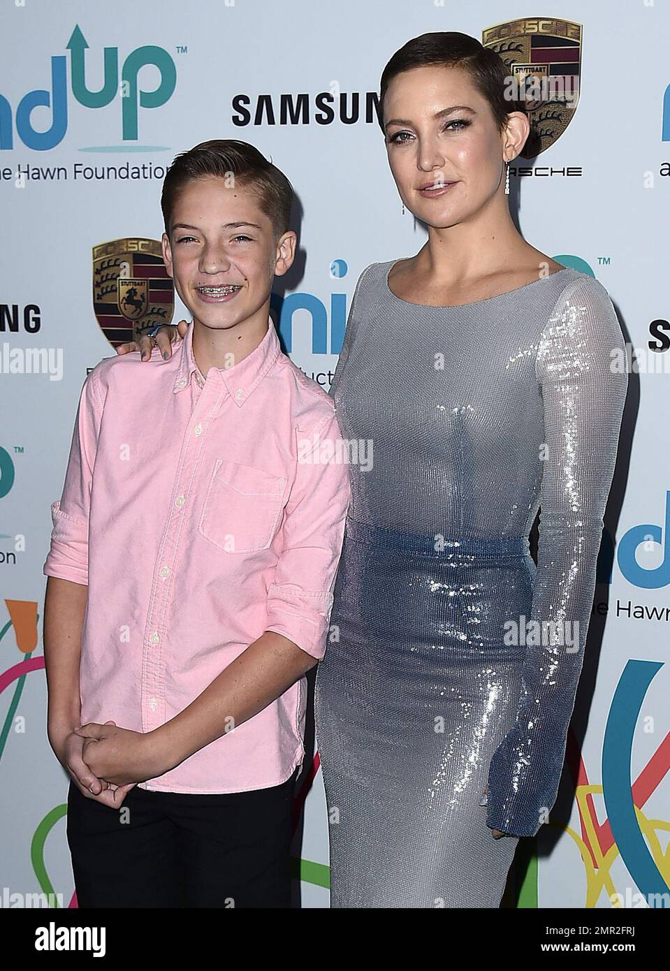Kate Hudson, right, and her son Ryder Robinson arrive at the 2017 ...