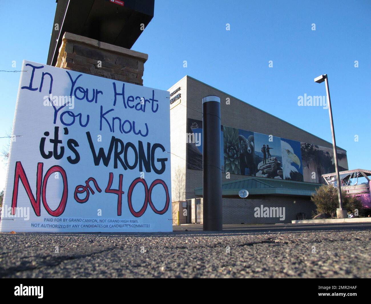 This photo taken Tuesday, Oct. 31, 2017 urges people to vote against a ...