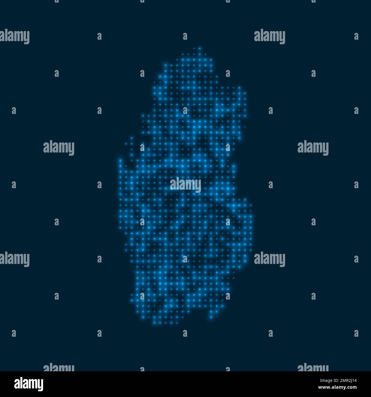 Qatar dotted glowing map. Shape of the country with blue bright bulbs ...