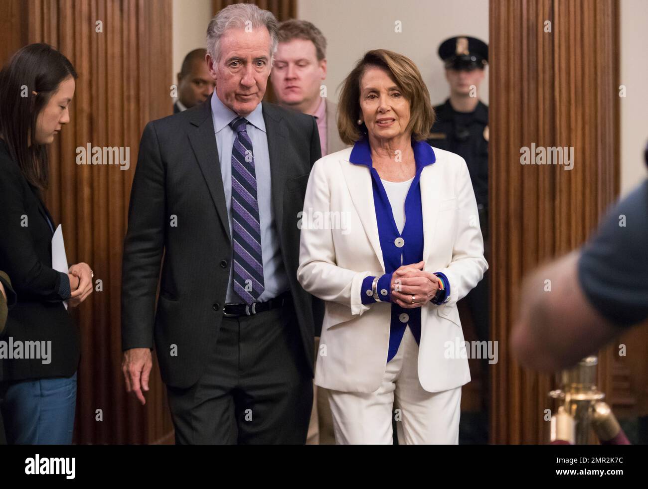 Rep. Richard Neal, D-Mass., left, the ranking member of the Ways and ...