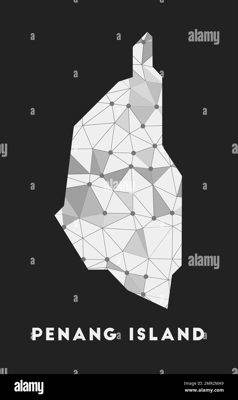 Penang Island - communication network map. Penang Island trendy ...
