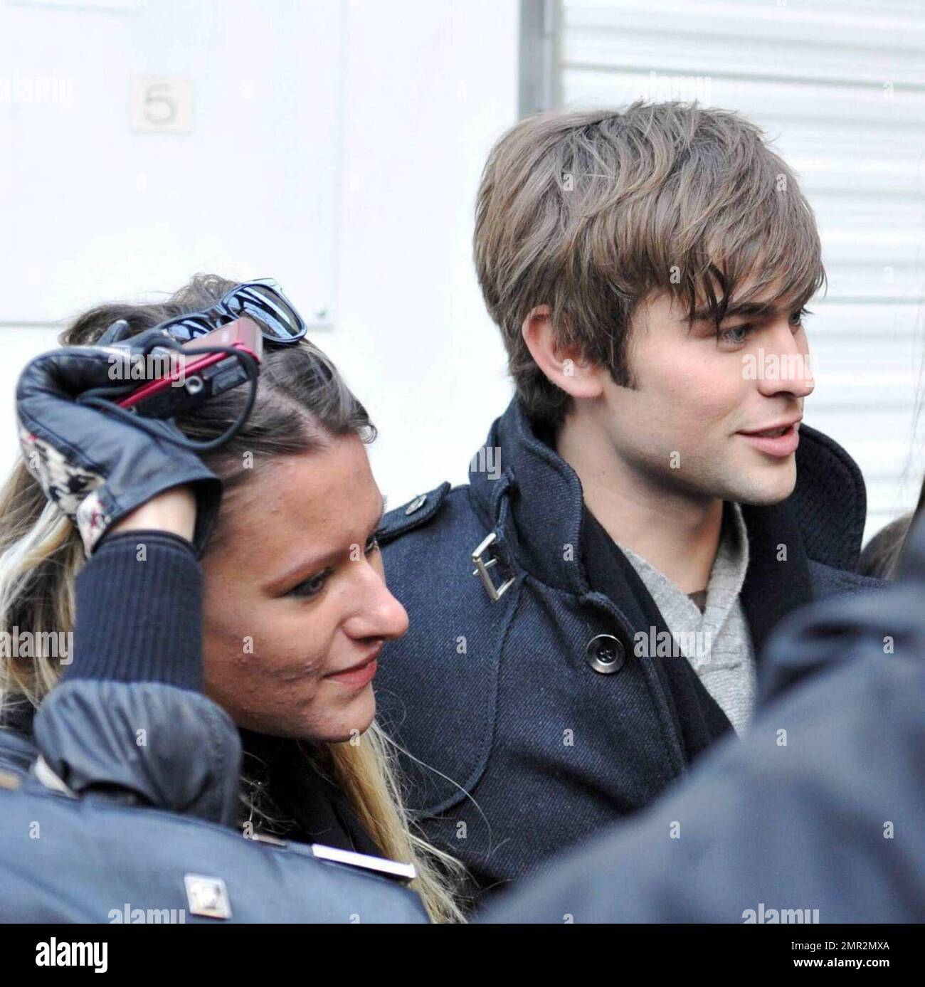 Exclusive!! Chace Crawford greets fans during a filming break on the ...
