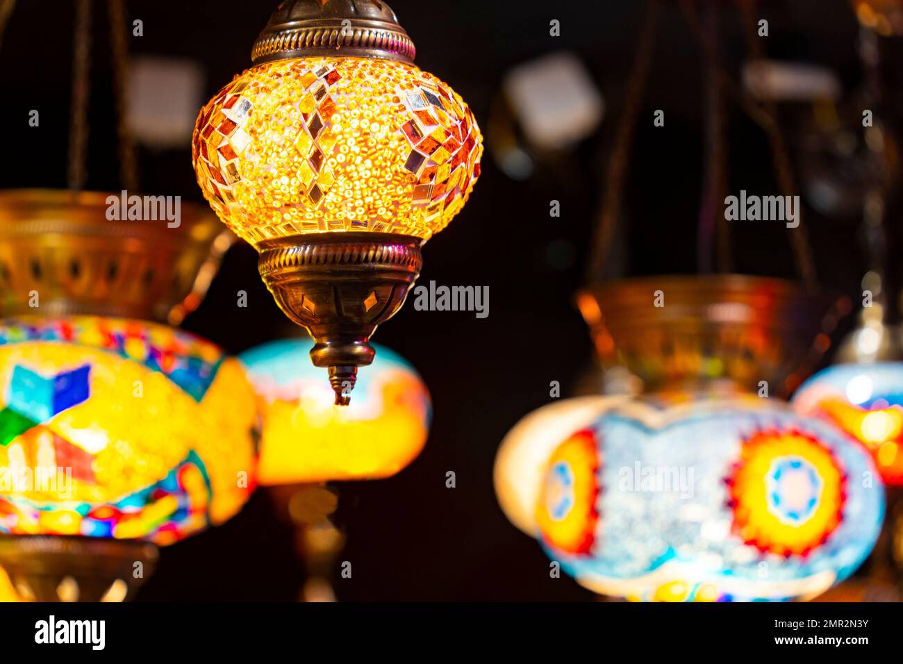Colorful turkish lamps in a market Stock Photo - Alamy