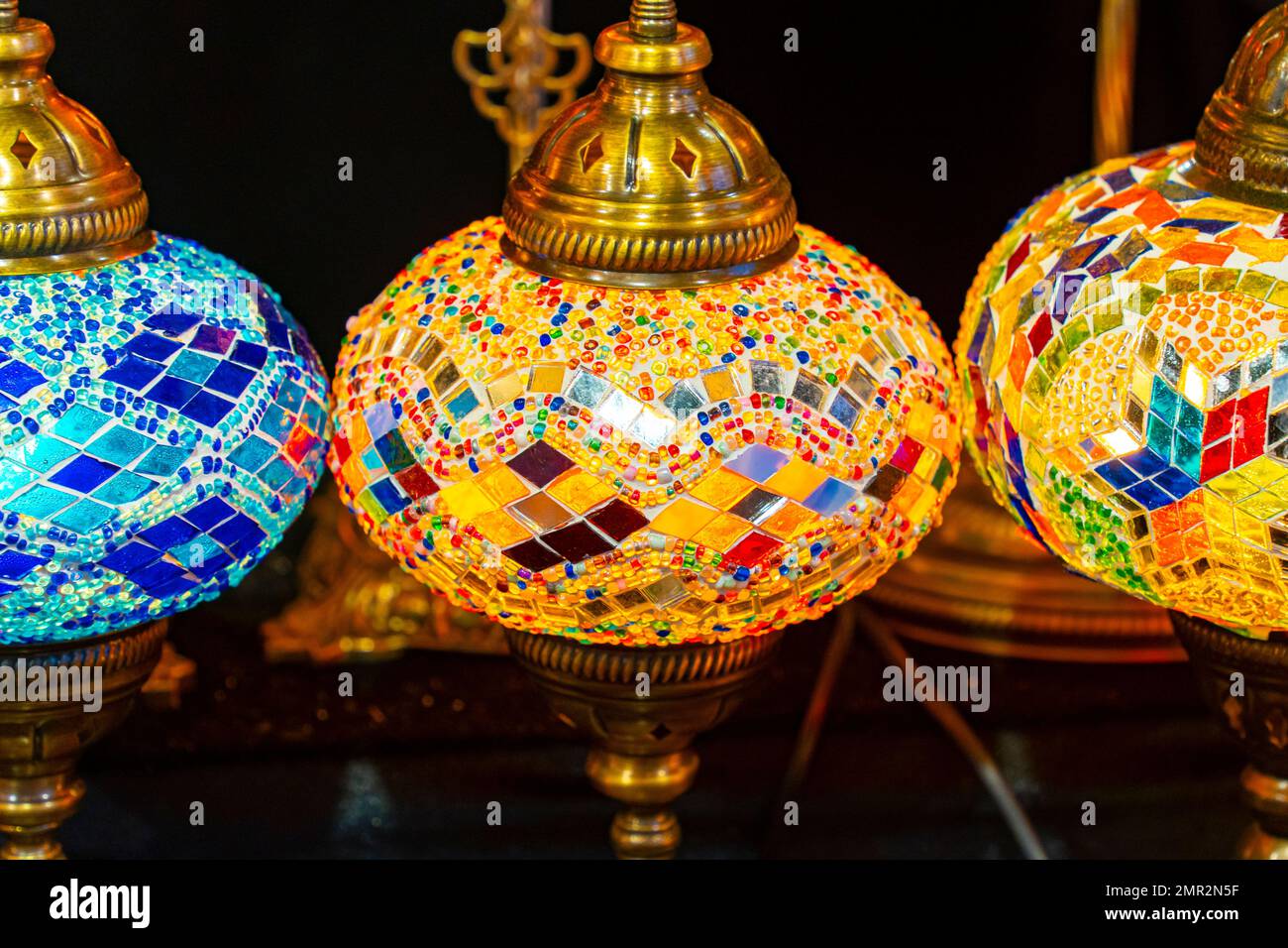 Colorful turkish lamps in a market Stock Photo - Alamy