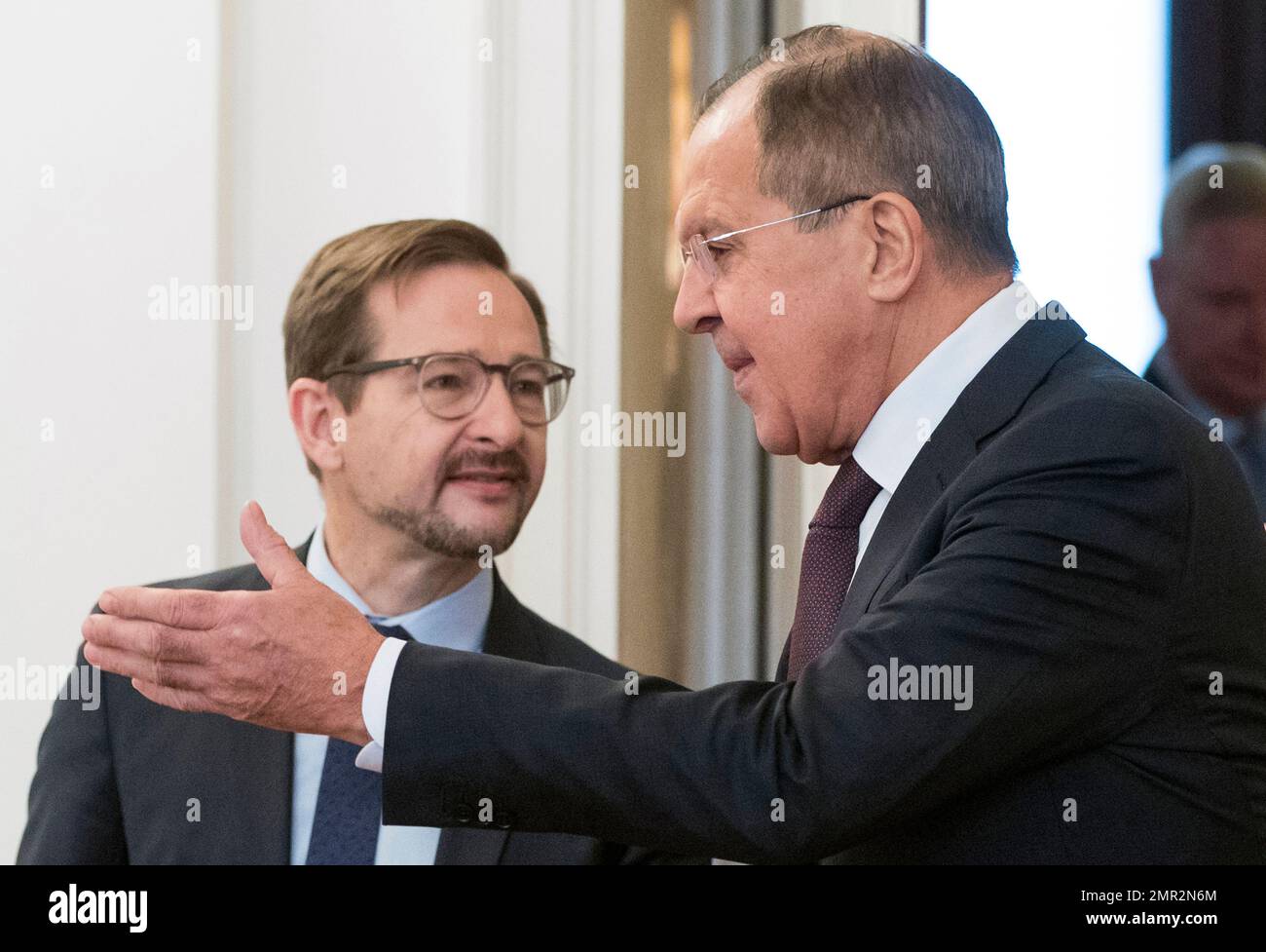 Russian Foreign Minister Sergey Lavrov, right, welcomes OSCE Secretary ...