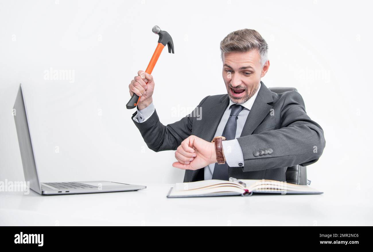 Shocked boss hitting laptop hi-res stock photography and images - Alamy