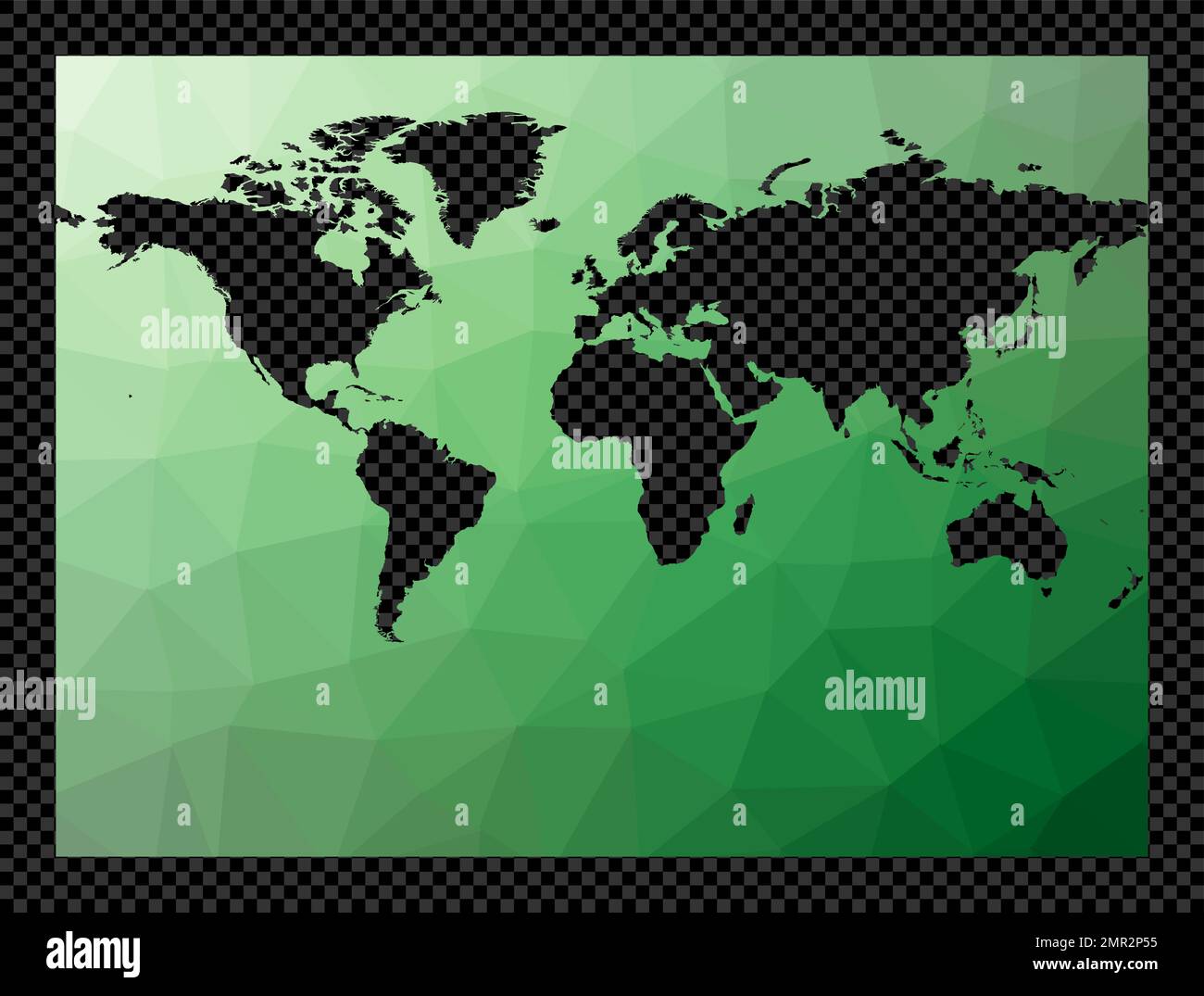 Transparent digital world map. Miller projection. Polygonal map of the ...
