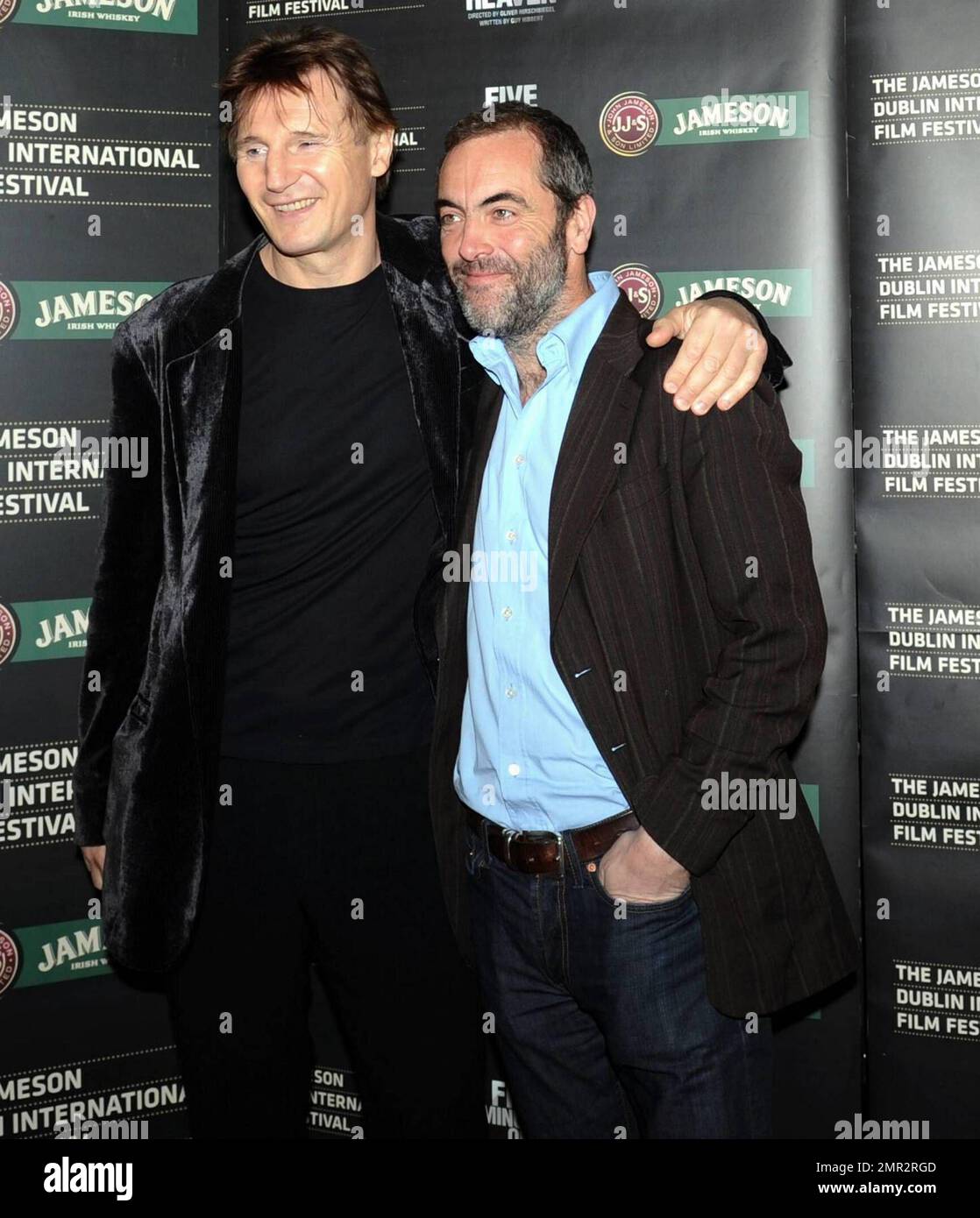 Irish actor Liam Neeson and James Nesbitt arrive at the movie premier ...
