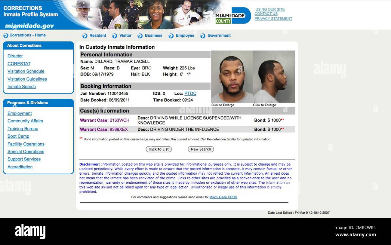 This is the mugshot and booking information for Flo Rida (real name ...