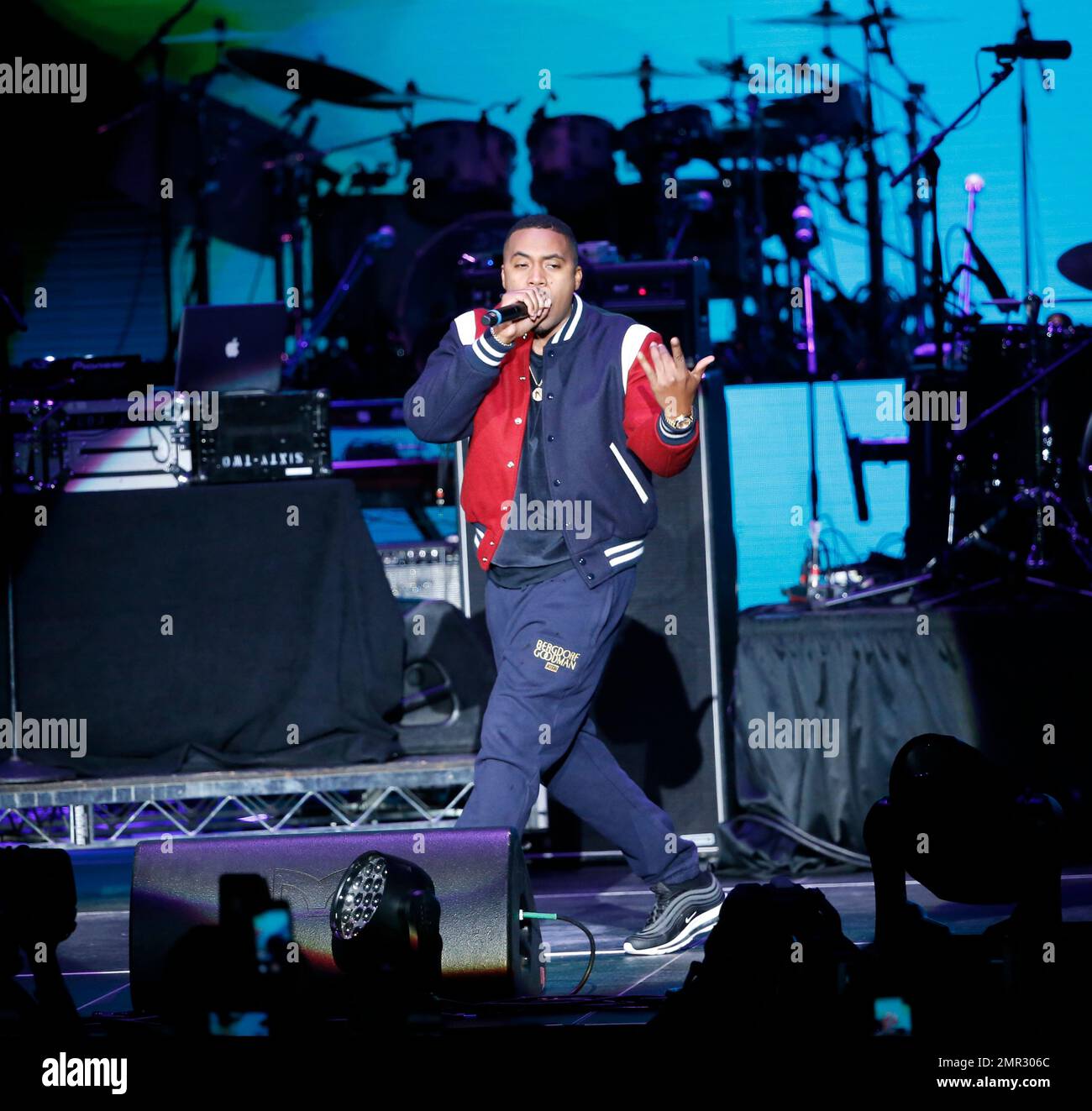 Hip Hop recording artist Nas performs during a community concert at the ...