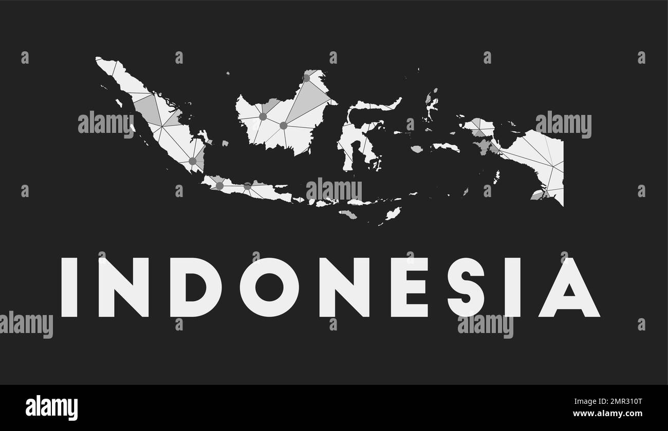 Indonesia - communication network map of country. Indonesia trendy ...