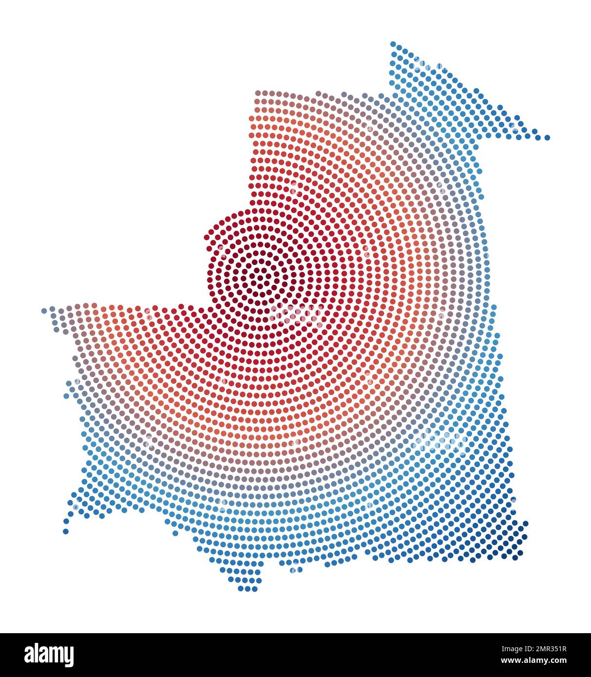 Mauritania dotted map. Digital style shape of Mauritania. Tech icon of the country with ...