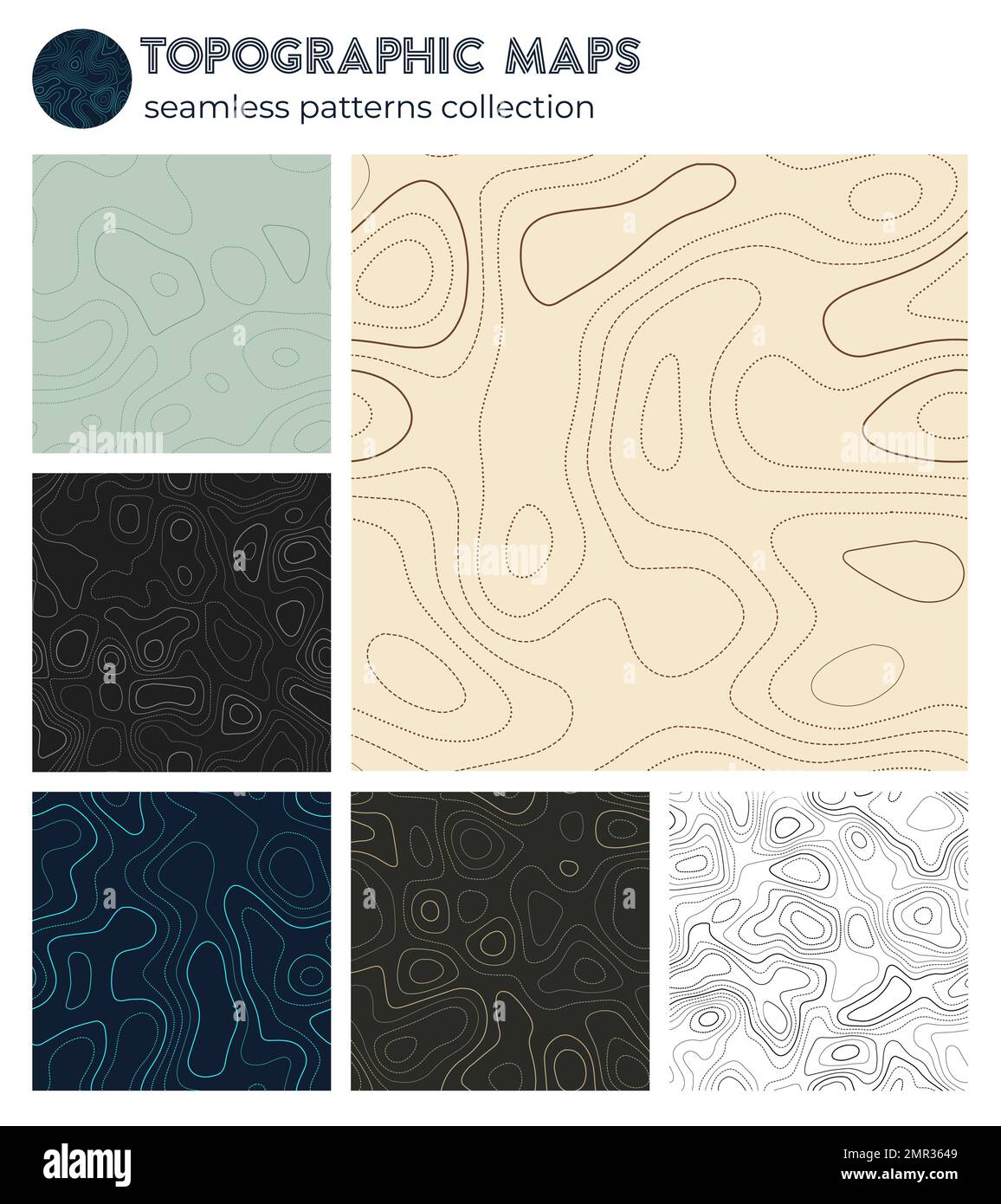 Topographic maps. Astonishing isoline patterns, seamless design ...