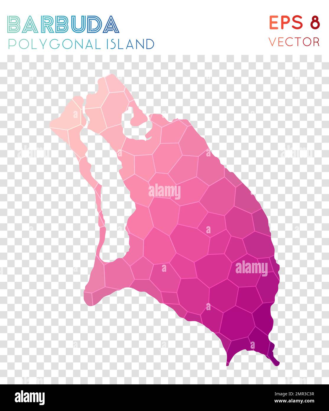 Barbuda polygonal map, mosaic style island. Great low poly style ...