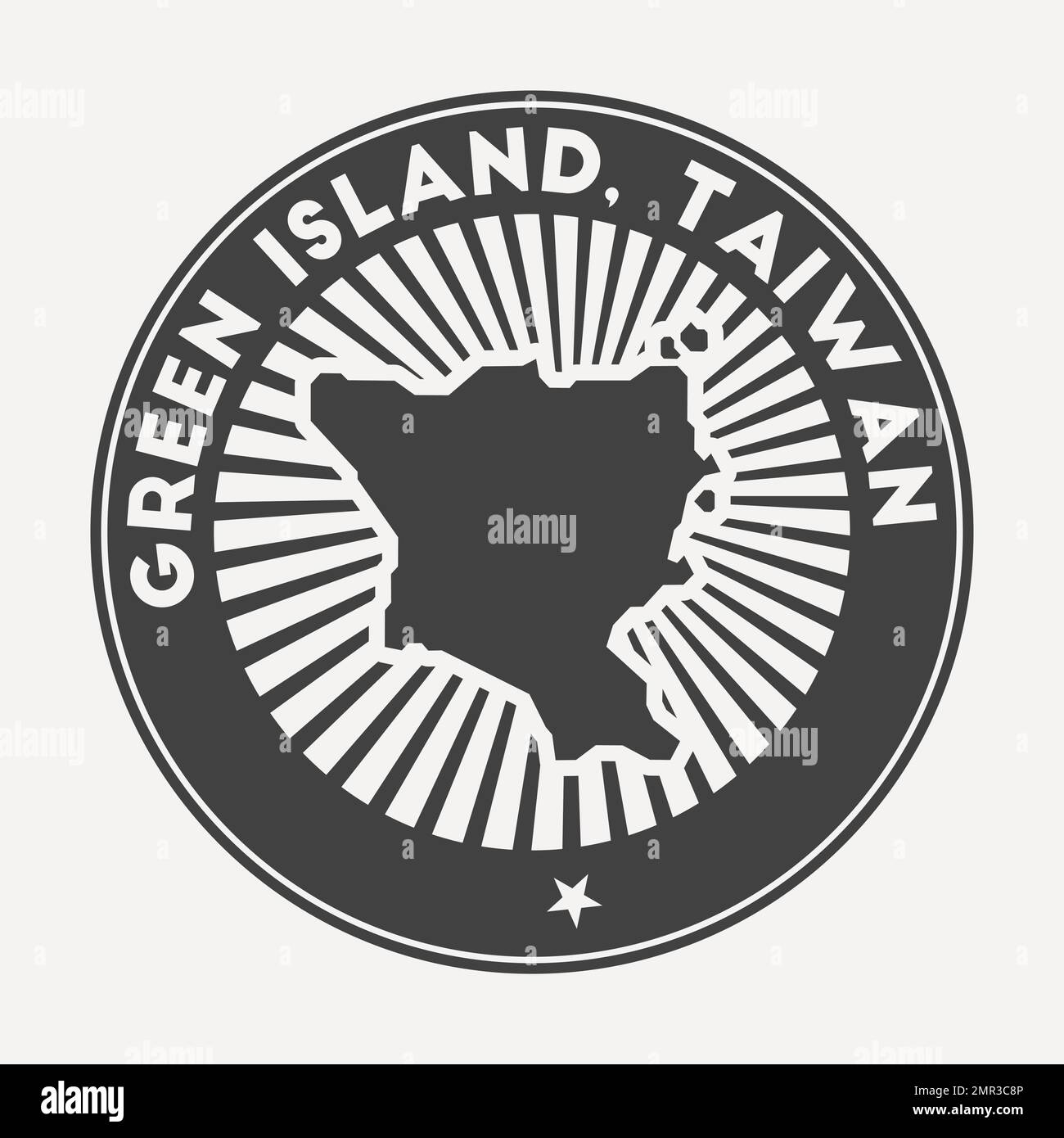 Green Island, Taiwan round logo. Vintage travel badge with the circular ...