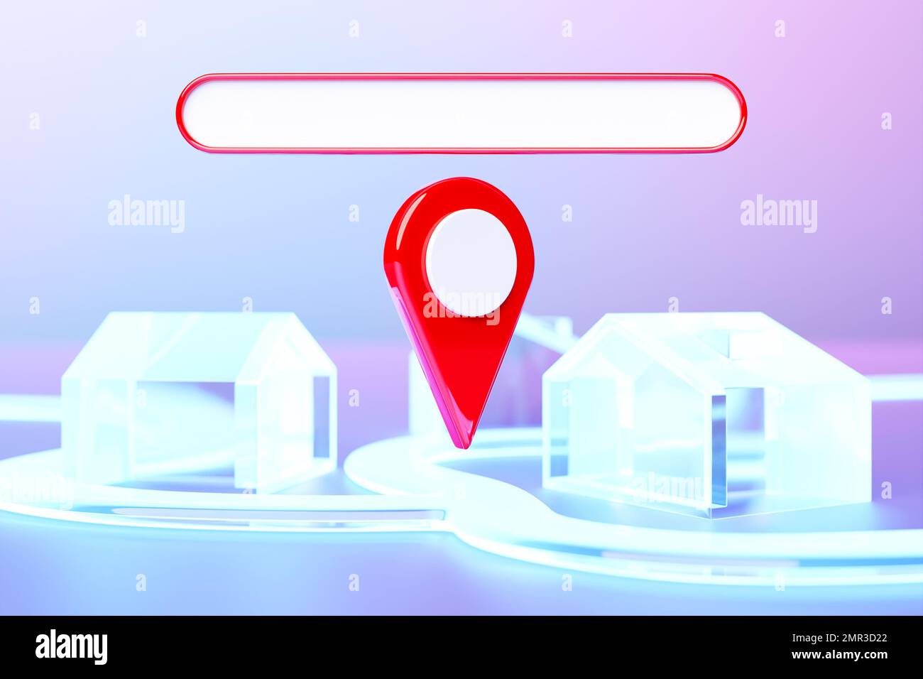 3d illustration of a directional trajectory icon with navigation neon ...