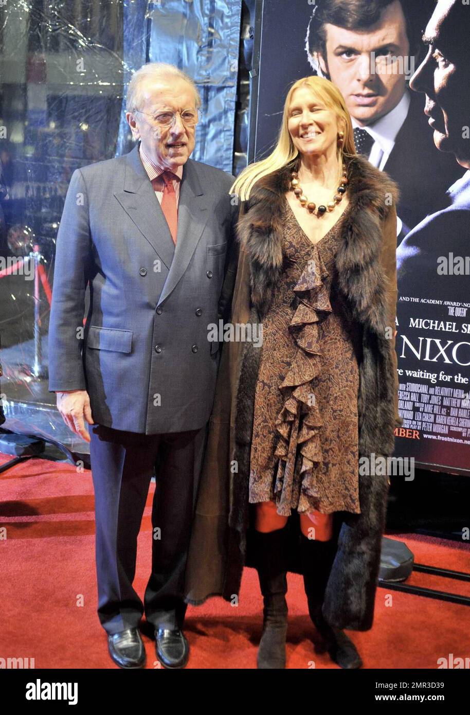 Sir David Frost and wife Carina attend the New York premiere of "Frost ...