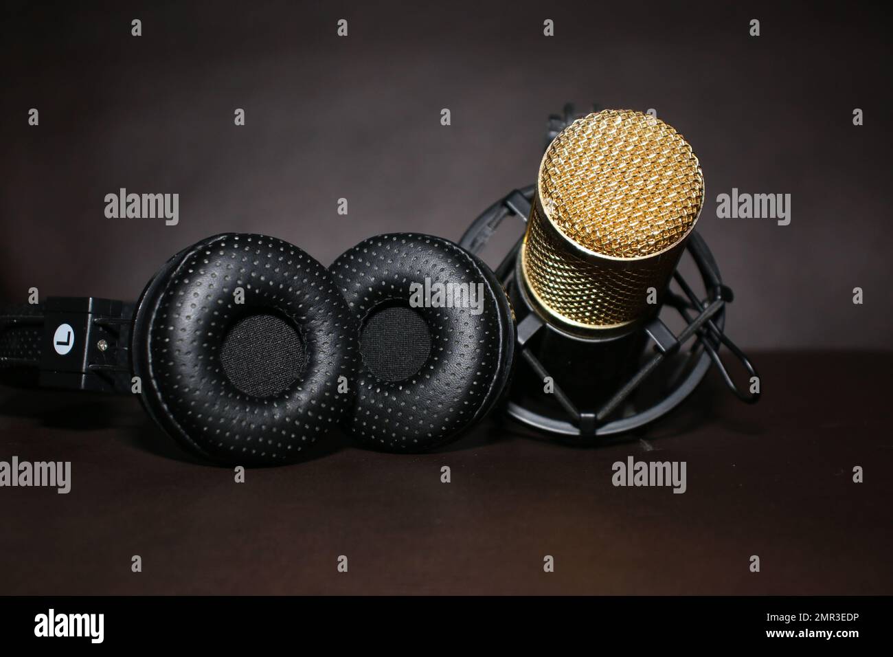 Condenser microphone with gold accents Stock Photo - Alamy