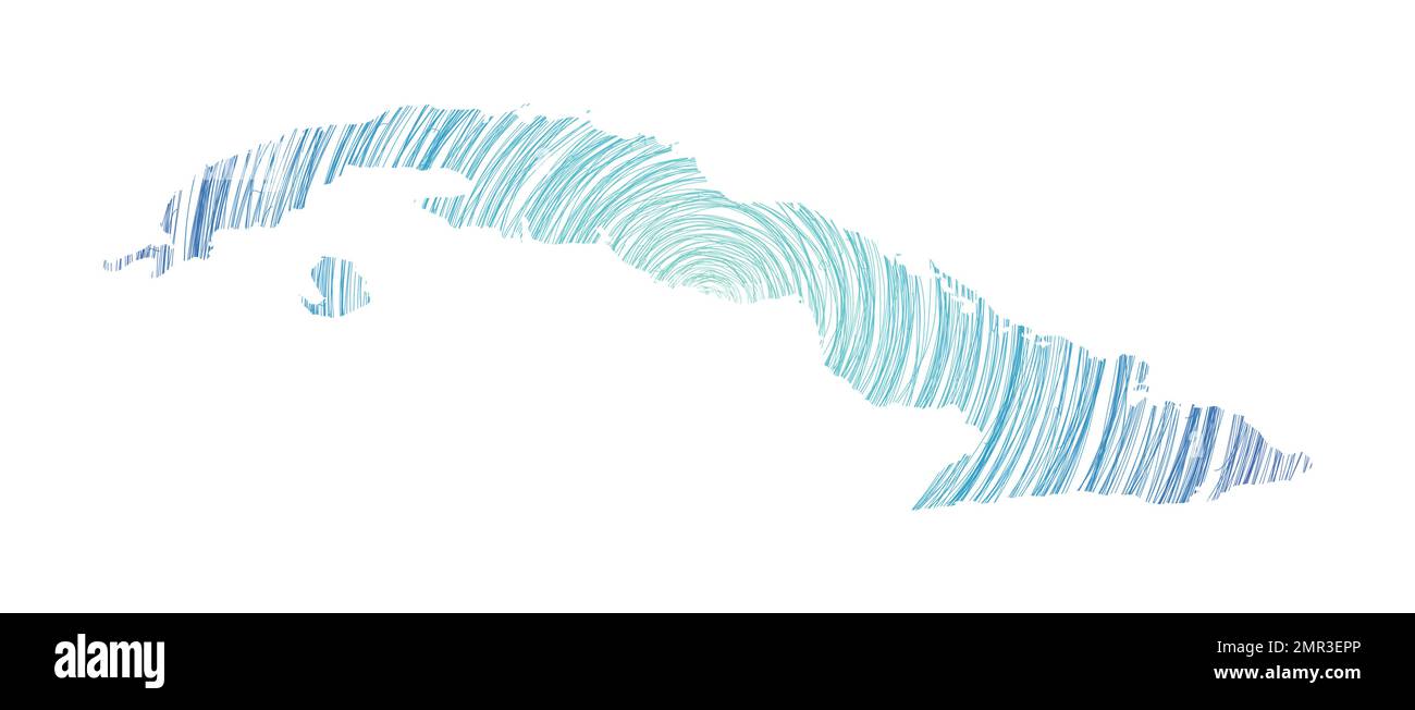 Cuba map filled with concentric circles. Sketch style circles in the ...