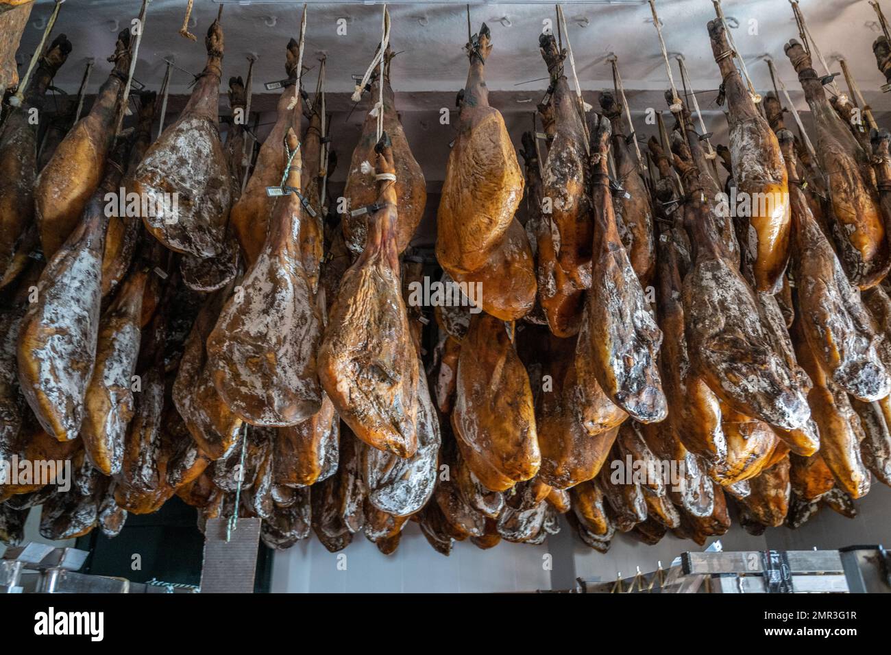 Production of iberian ham (cured ham), Puerto Gil, Spain Stock Photo ...
